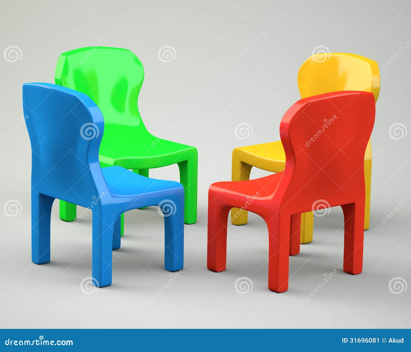 Four Colored Cartoon-styled Chairs Stock Illustration - Illustration of ...