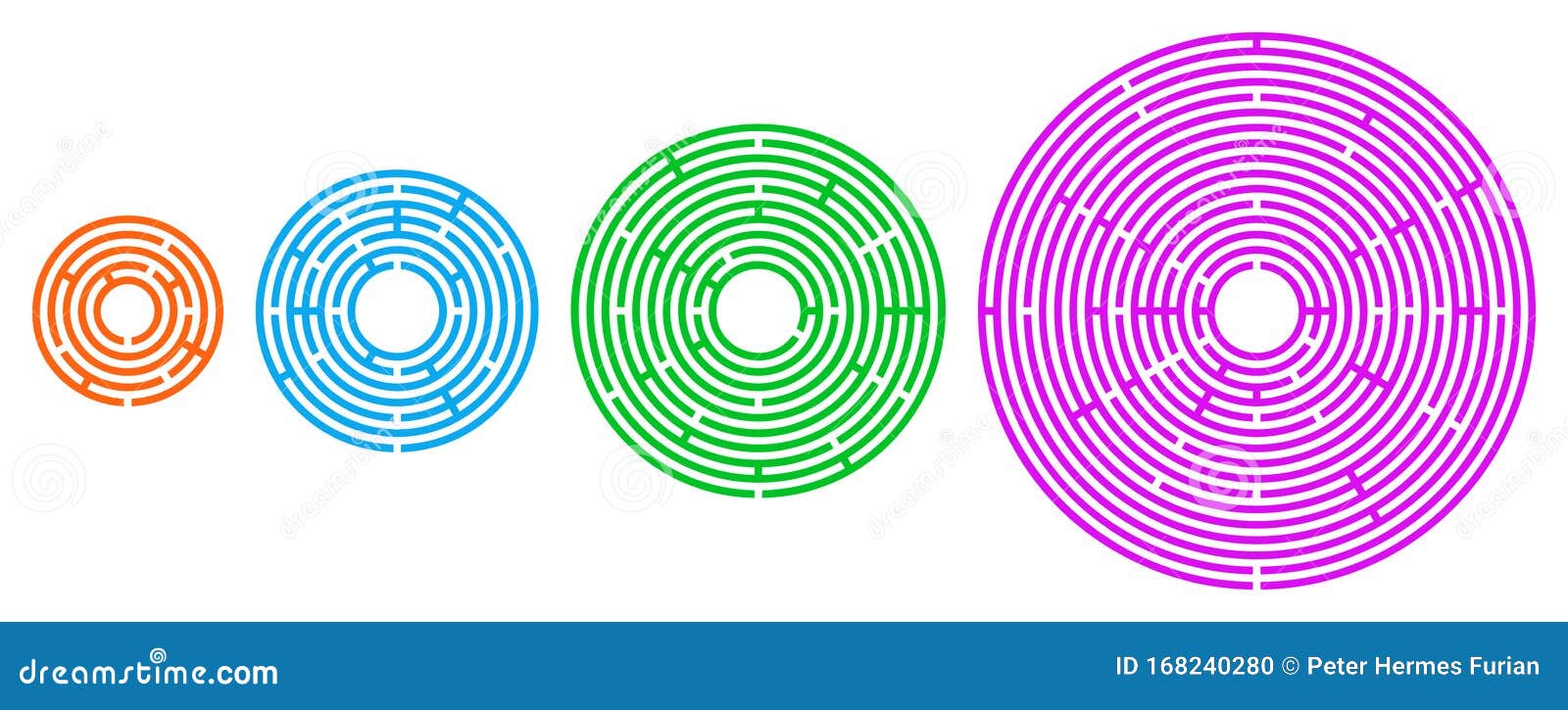 Four Colored Circular Mazes in Different Sizes Stock Vector ...