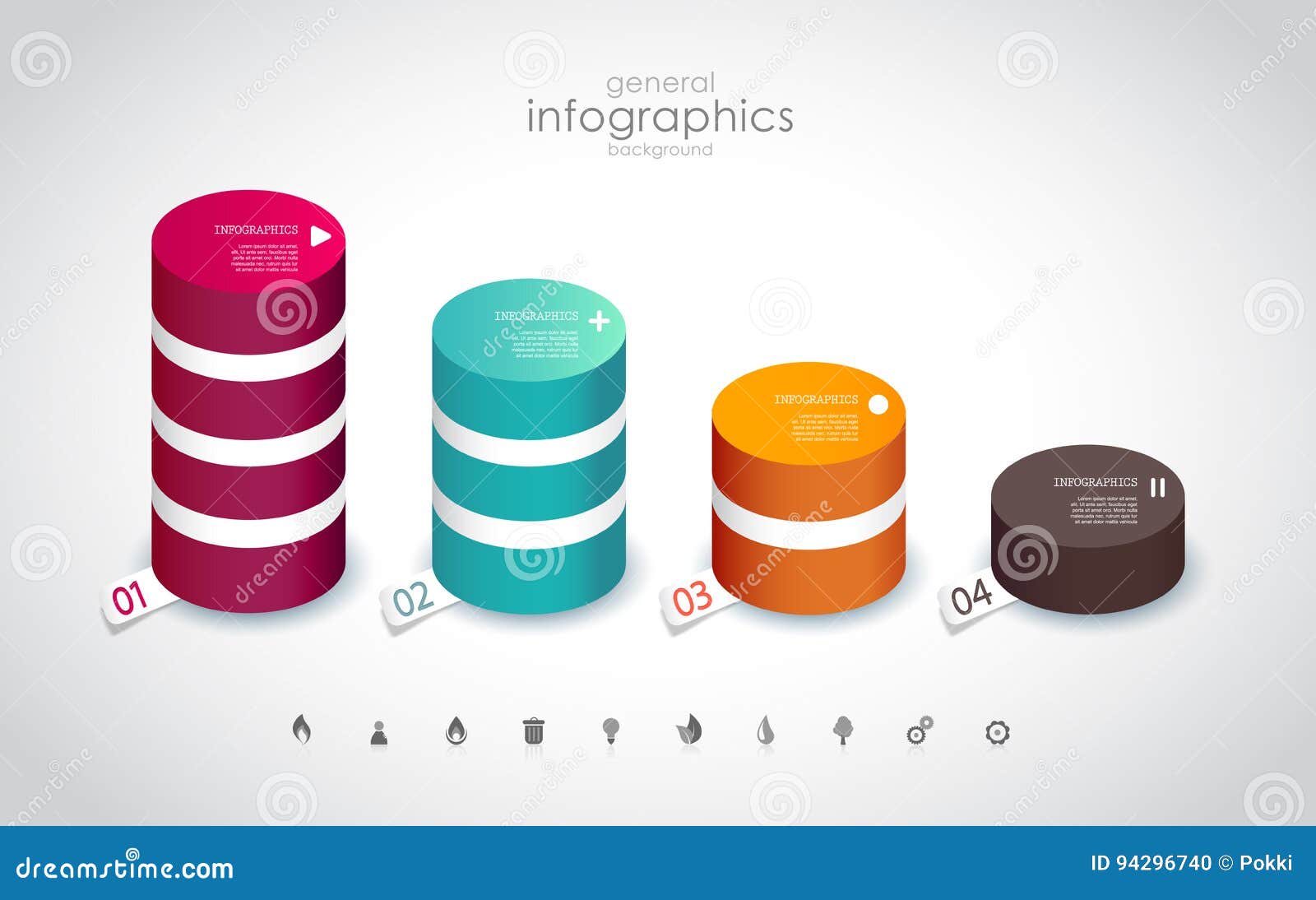 Four Colored Columns with Place for Your Own Text. Stock Vector ...