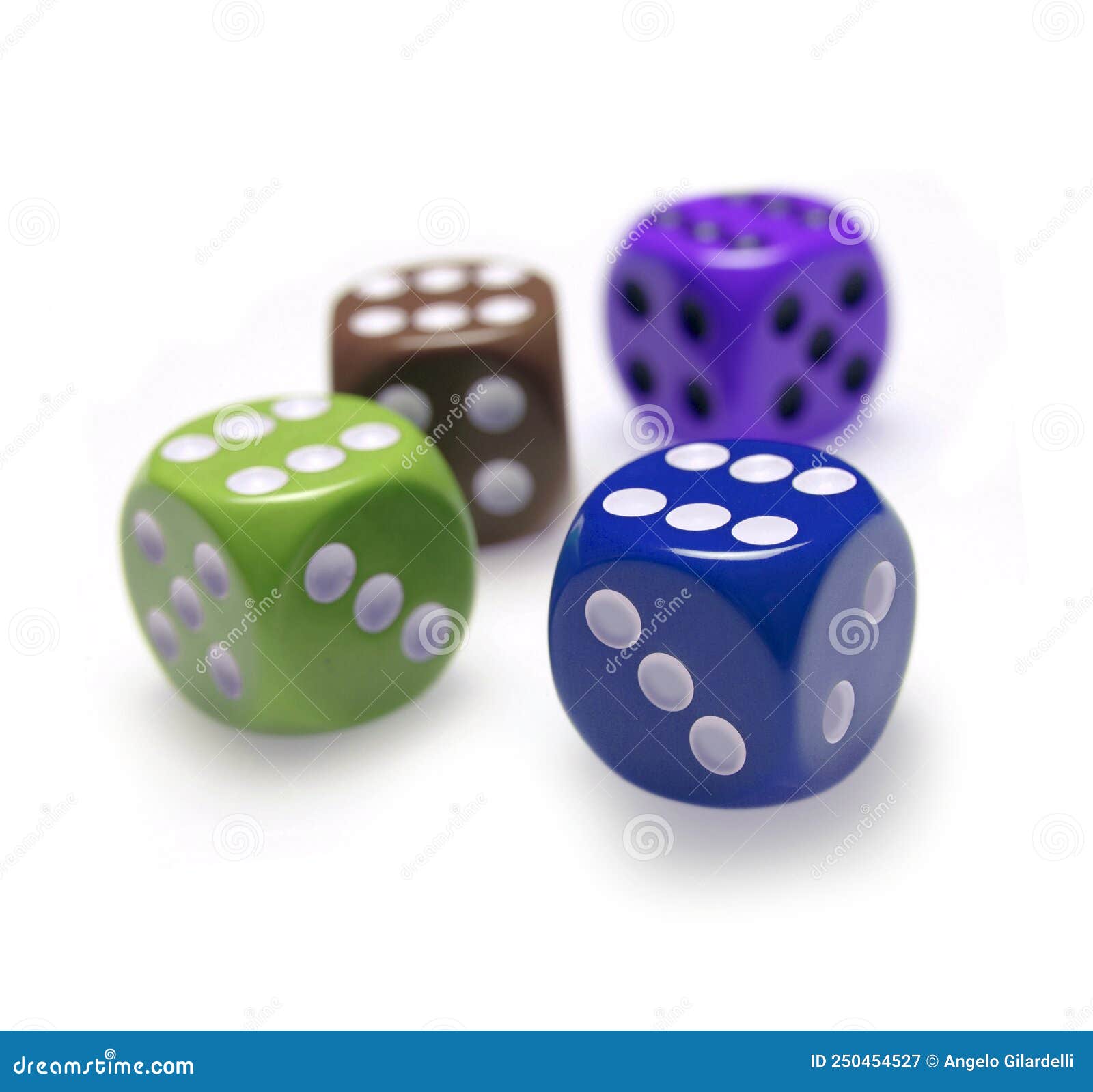 Four Colored Dice Each with the Figure 6 in the Upper Face - Concept of ...
