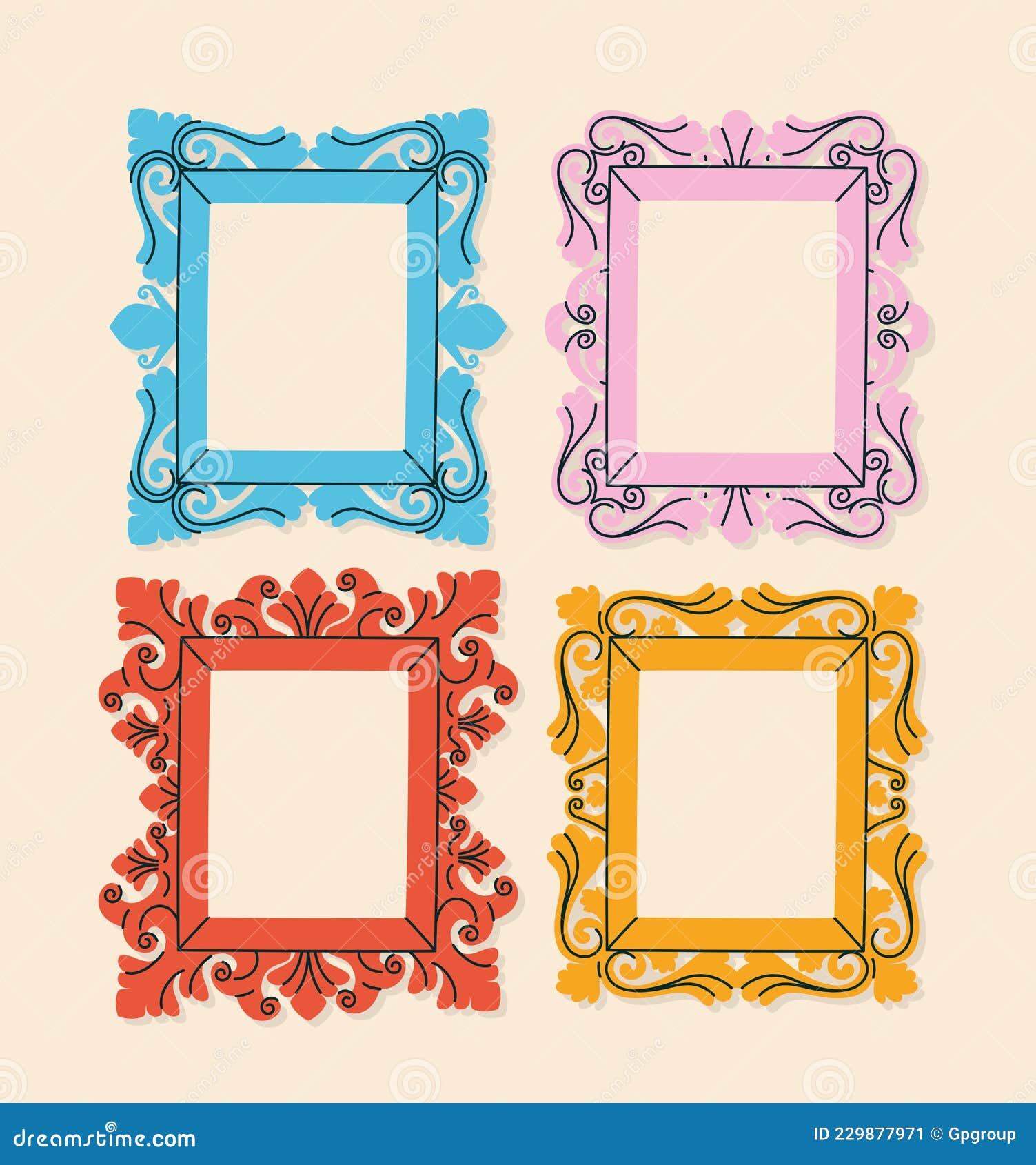 Four colored frames stock vector. Illustration of vector - 229877971