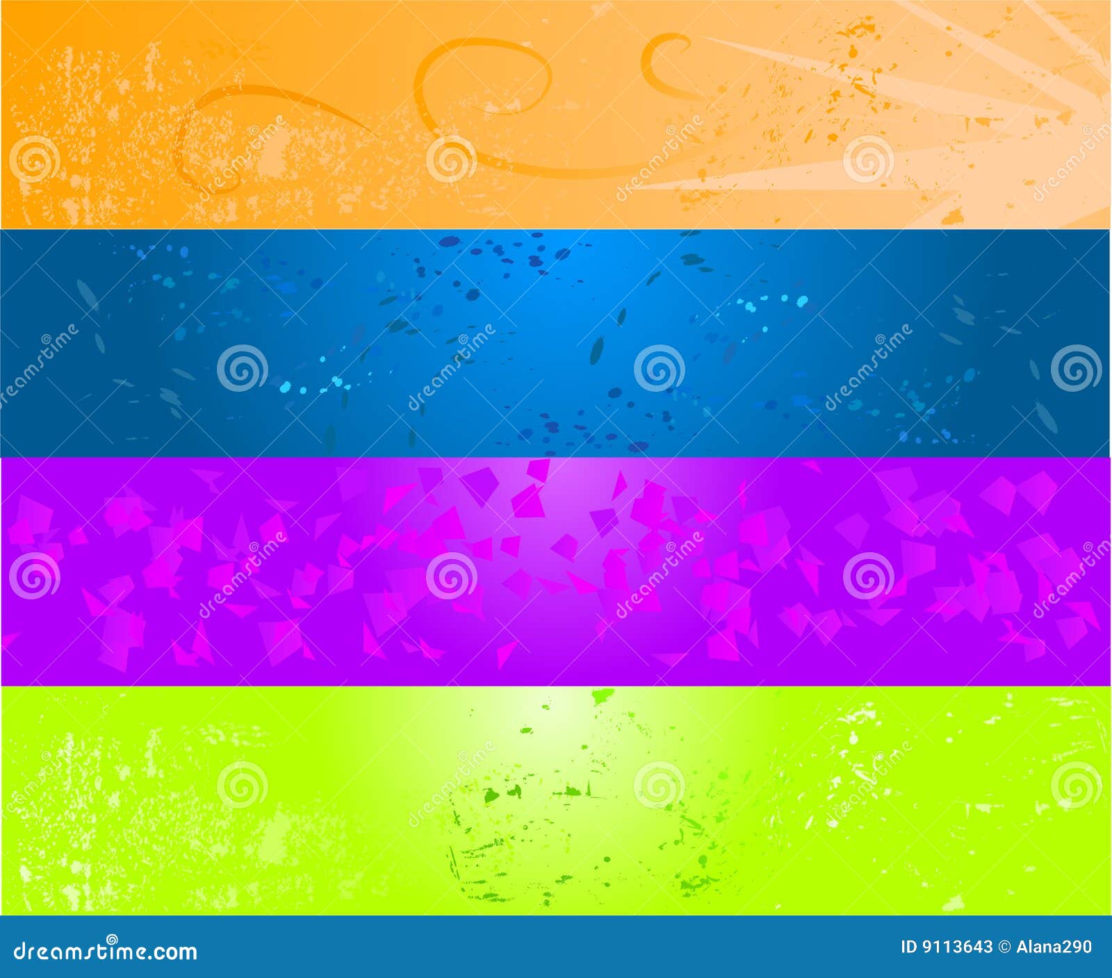 Four colored grunge banner stock vector. Illustration of element - 9113643