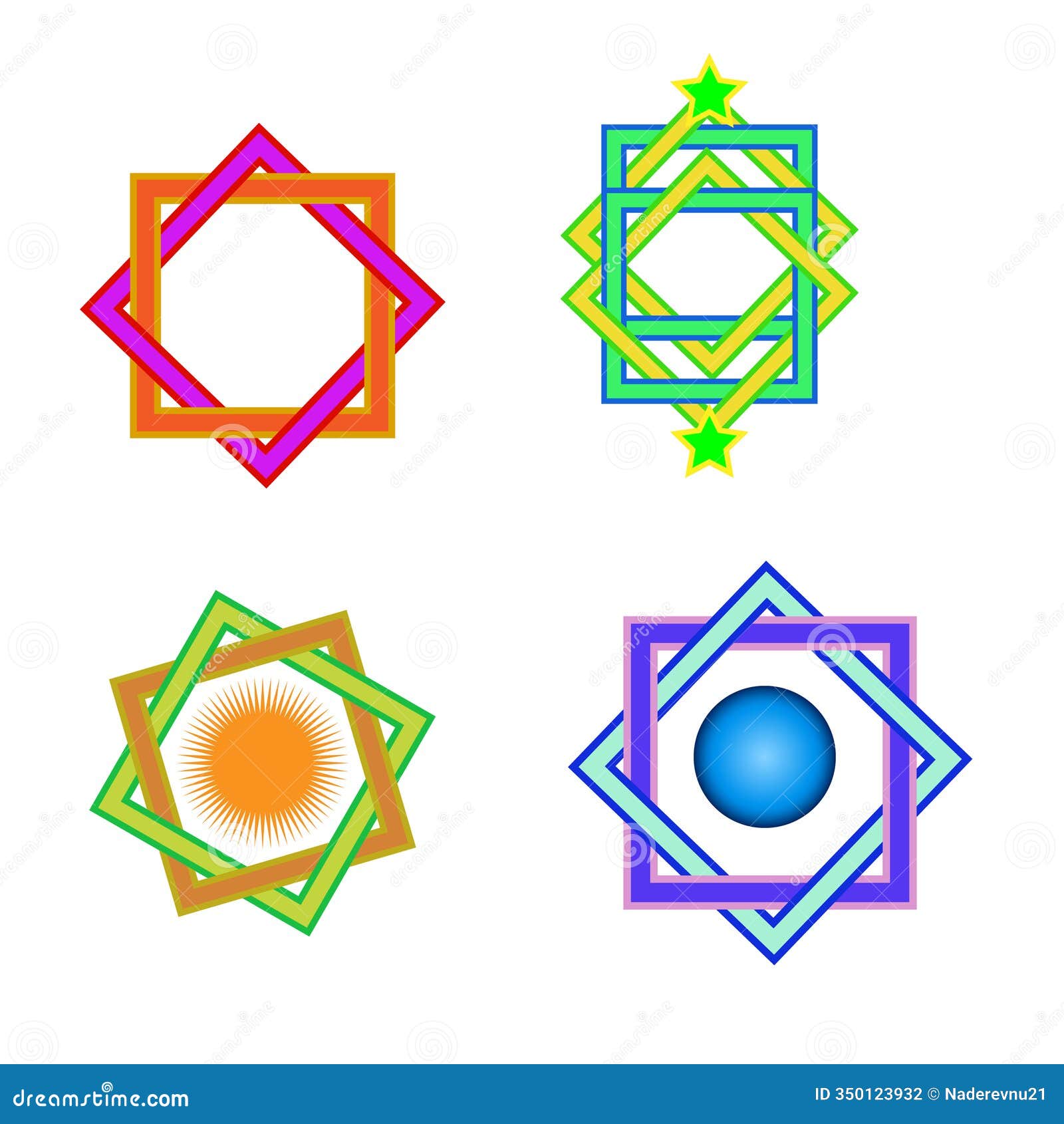 Four Colored Logos Based on a Square Stock Illustration - Illustration ...