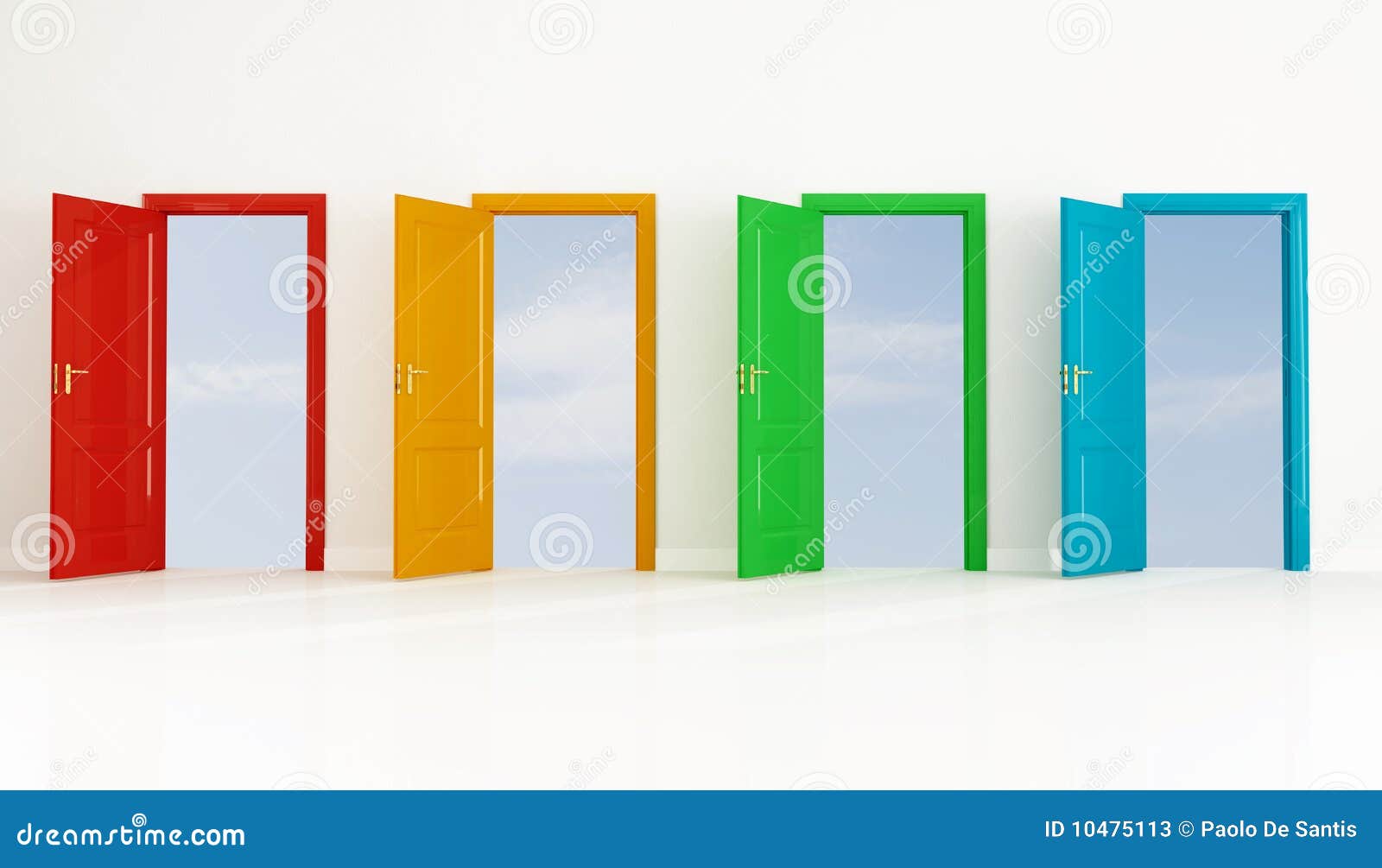 Four colored open door stock illustration. Illustration of interior ...