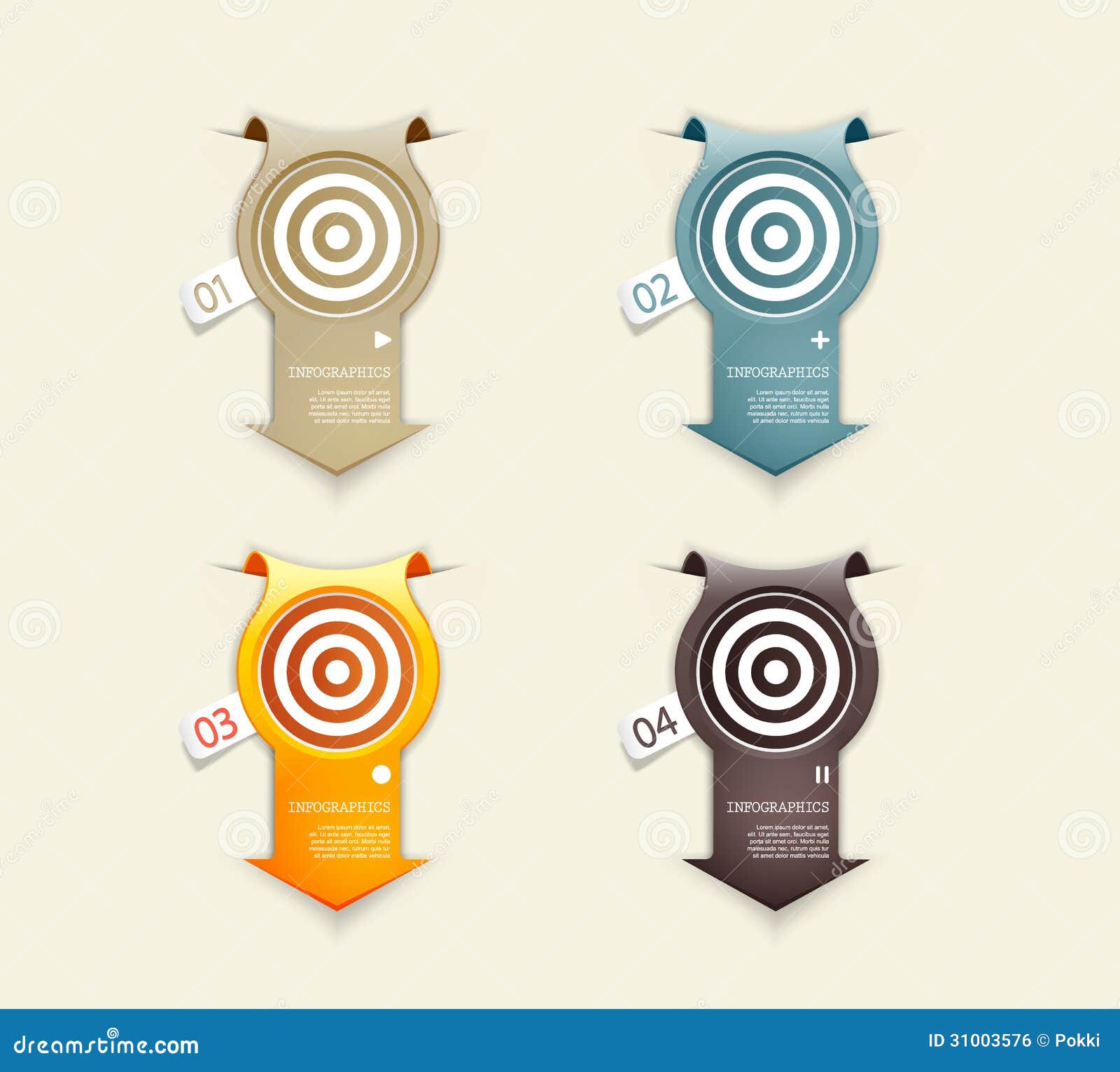 Four colored paper arrows stock vector. Illustration of graphic - 31003576