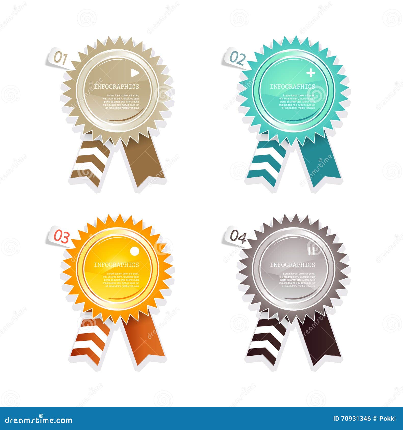 Four Colored Paper Badges with Place for Your Own Text. Stock Vector ...