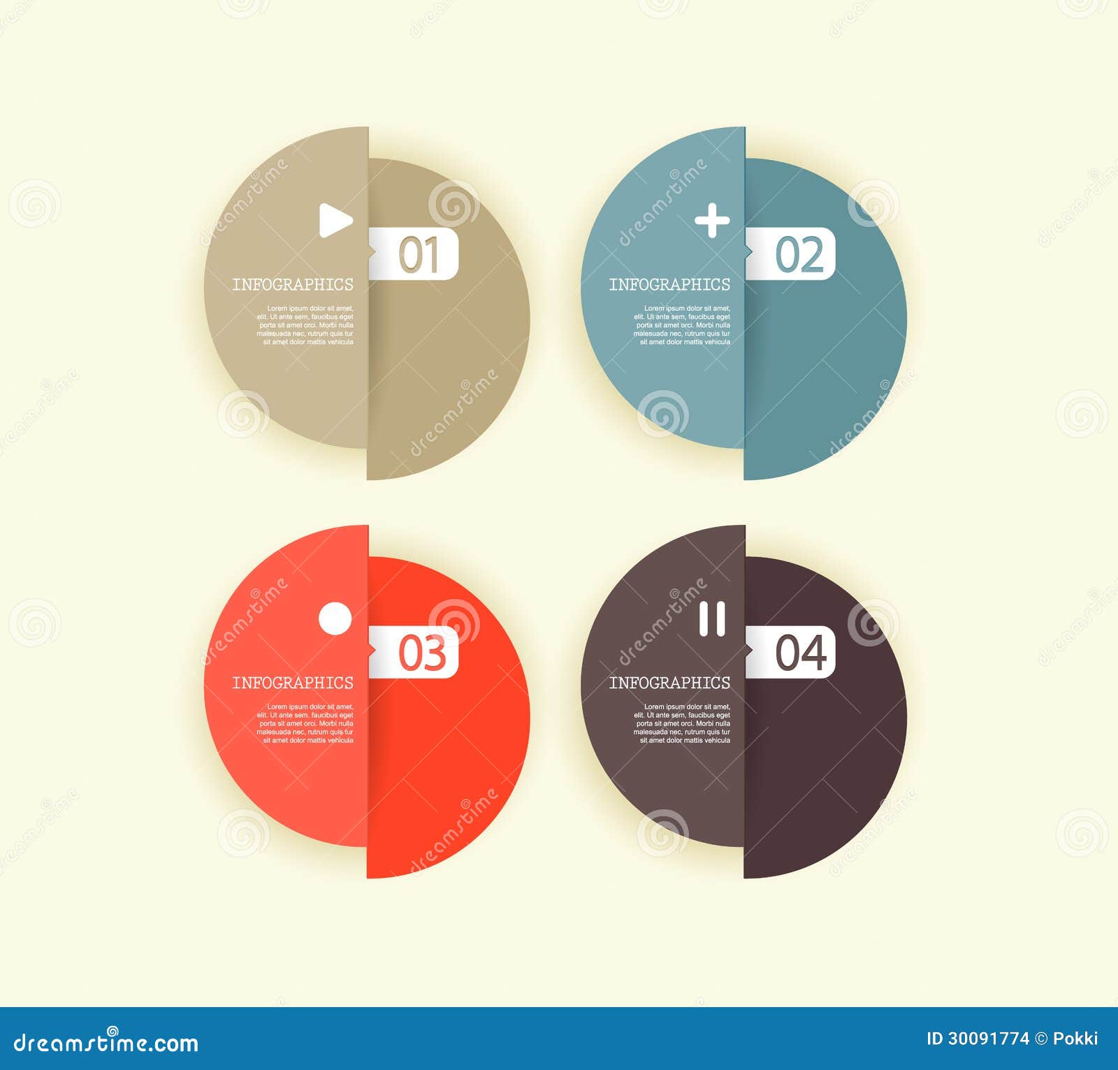 Four Colored Paper Circles. Stock Vector - Illustration of clean ...