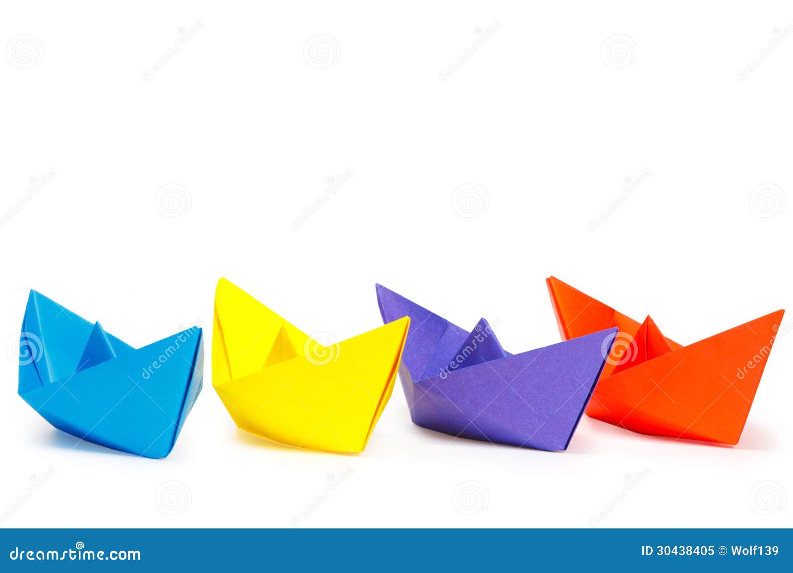 Four colored paper ships stock image. Image of dynamics - 30438405
