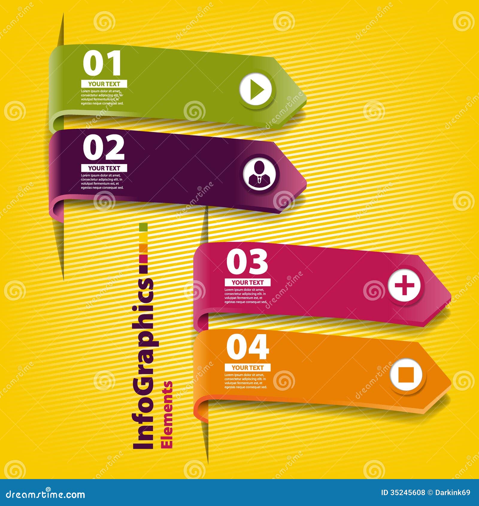 Four Colored Paper Stripes for Infographics Stock Vector - Illustration ...