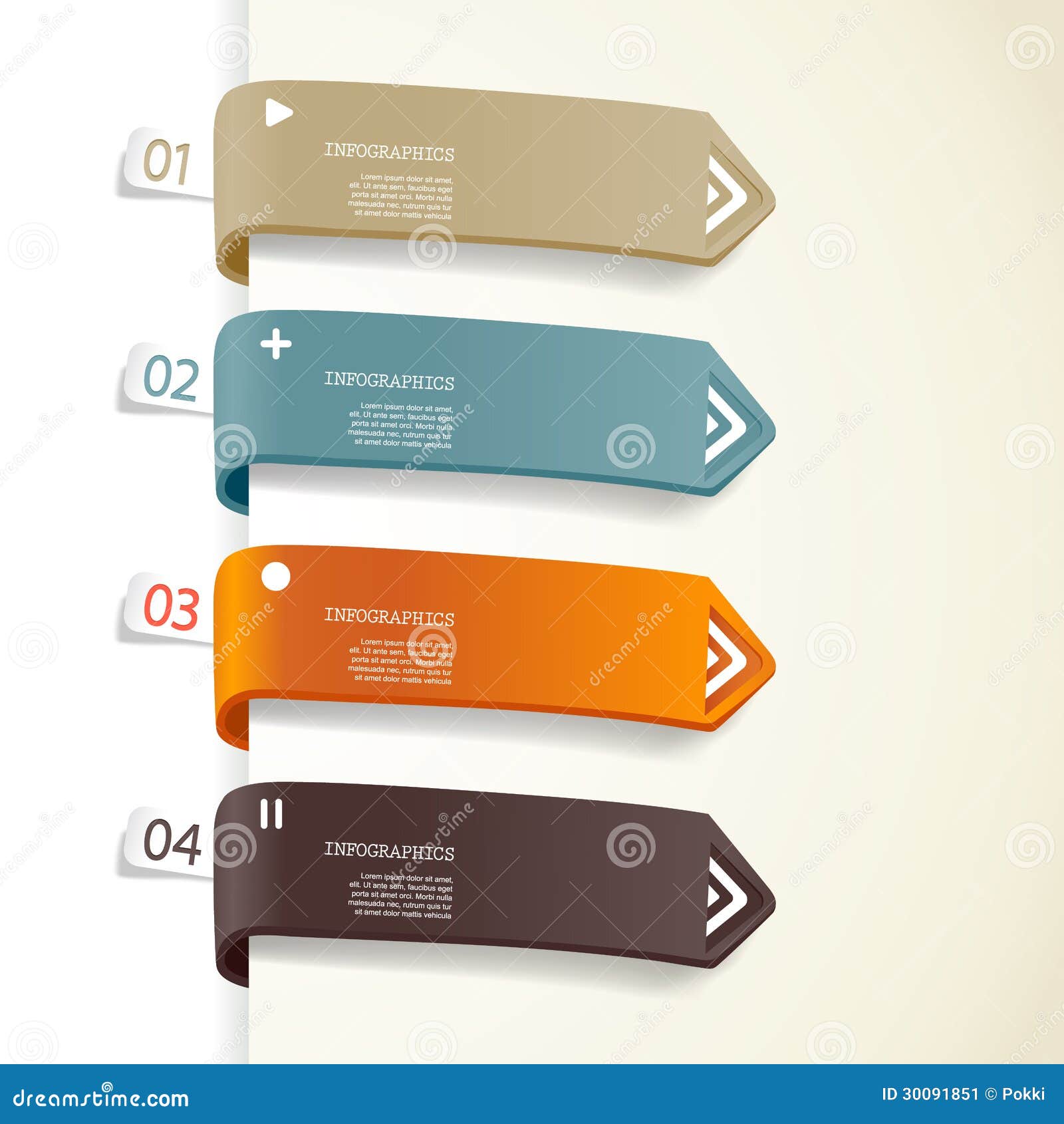 Four colored paper stripes stock vector. Illustration of design - 30091851