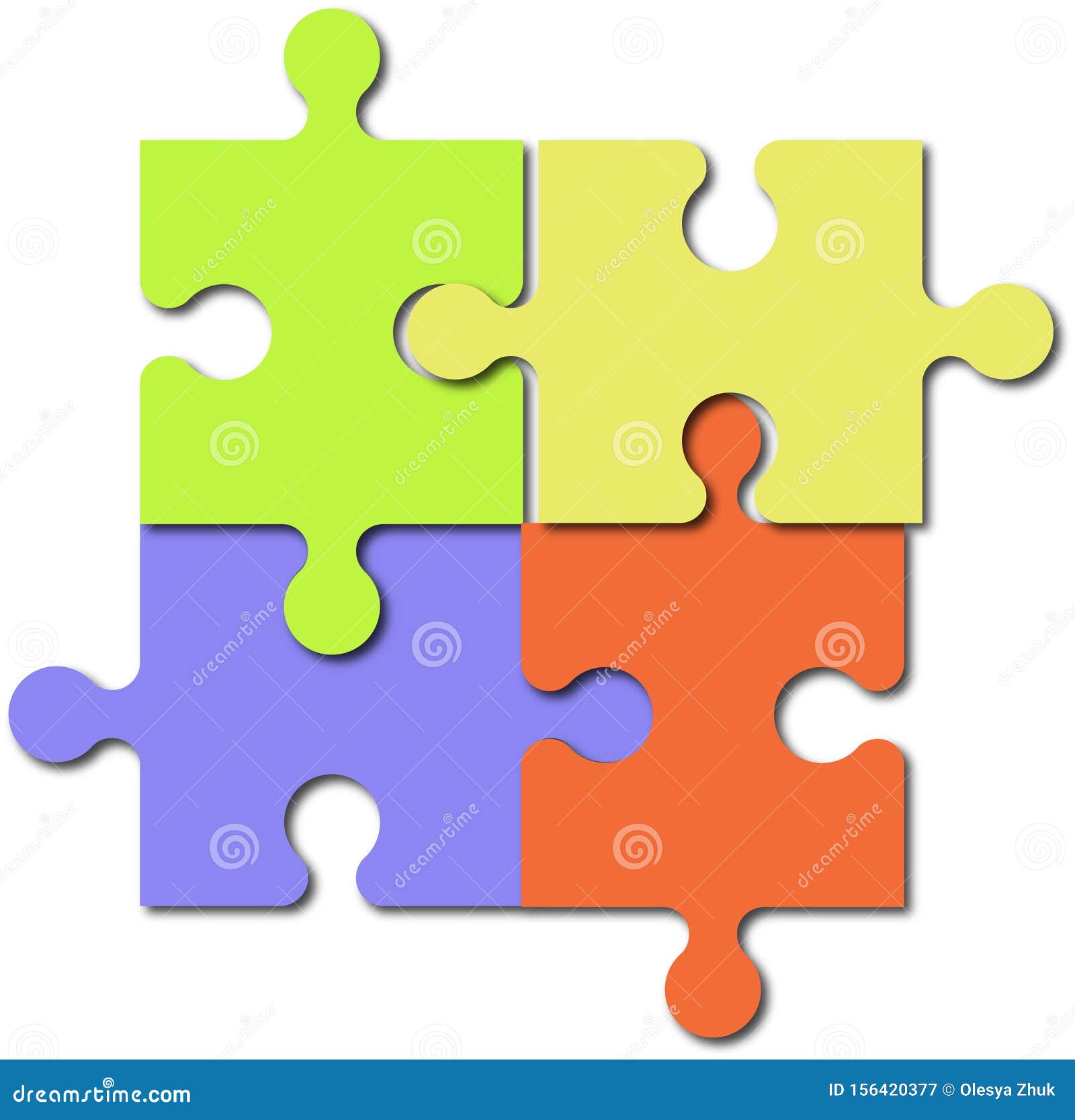 Four Colored Puzzle Elements on a White Background Stock Illustration ...