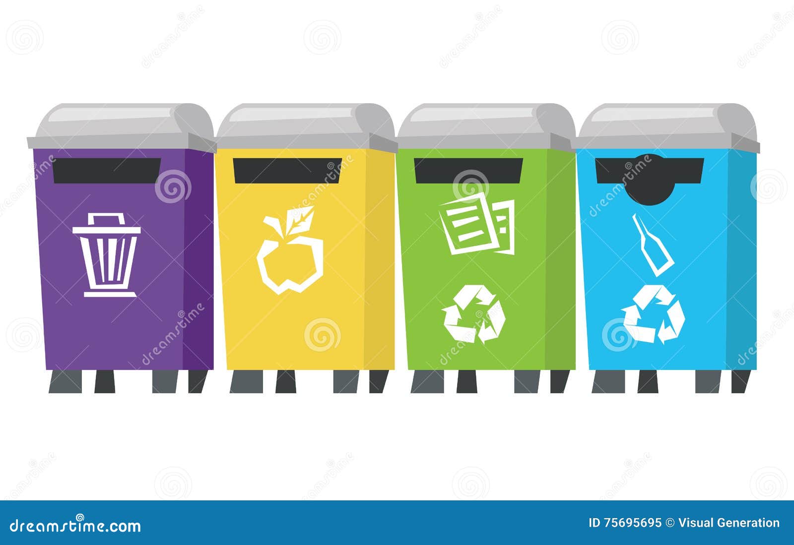 Four Colored Recycling Bins Vector Illustration. Stock Vector ...