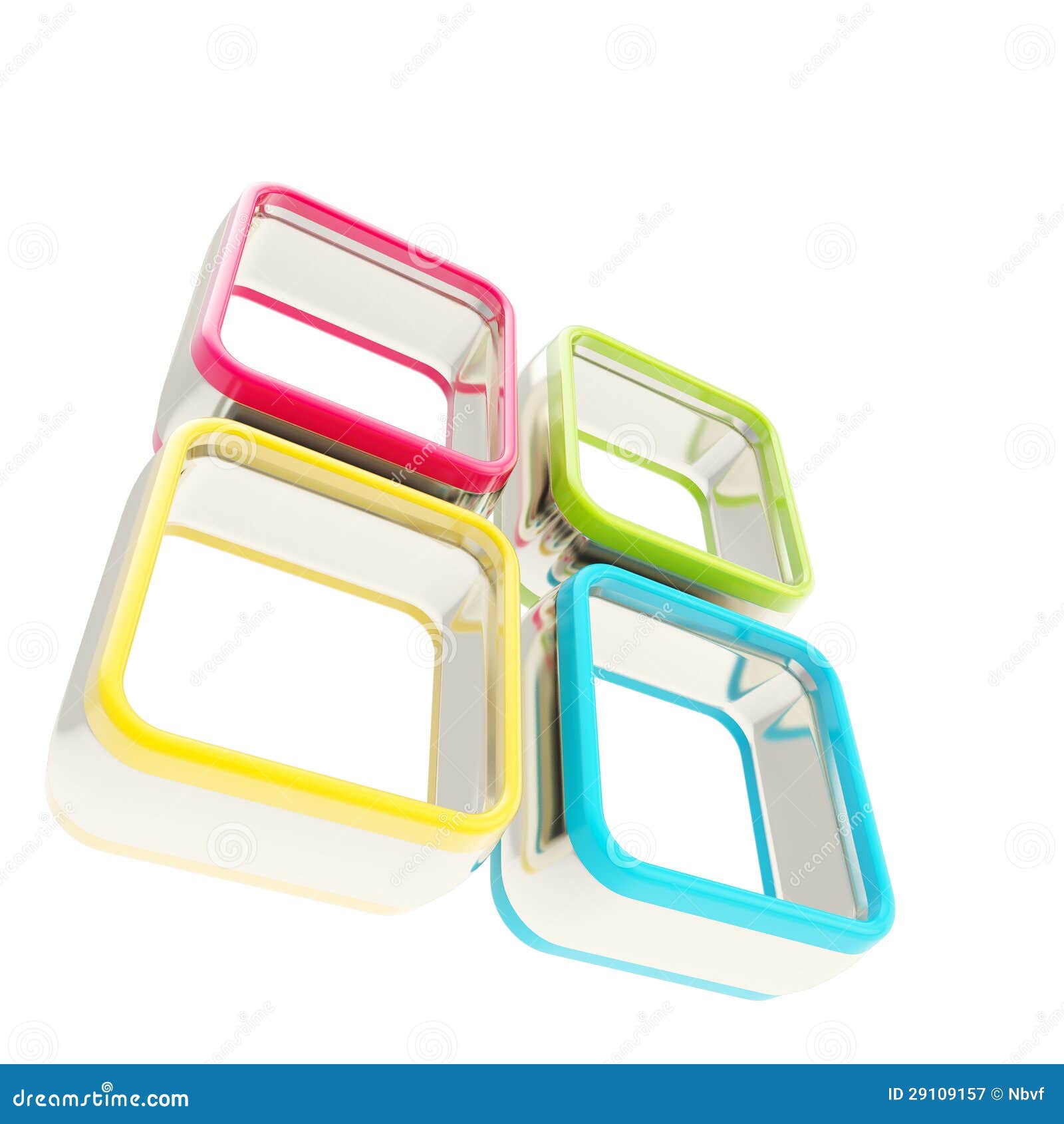 Four Colored Square Glossy Frame Boxes Stock Illustration ...