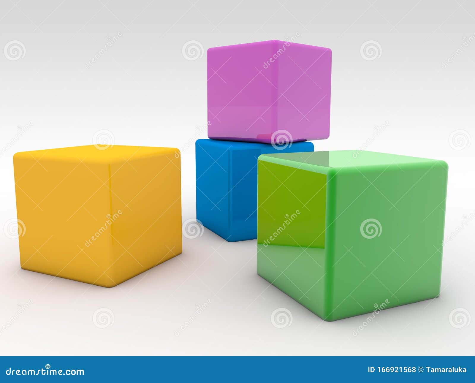 Four Colored Toy Cubes on a White Stock Illustration - Illustration of ...