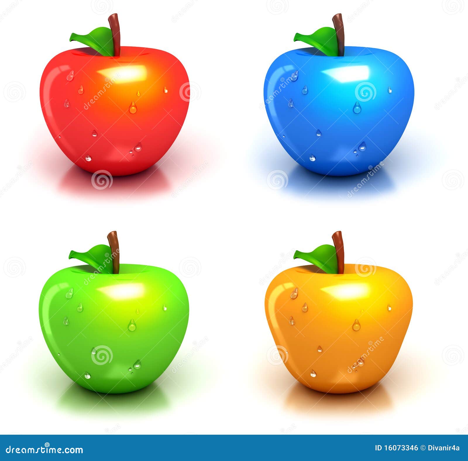 Four colorful apples stock illustration. Illustration of isolated ...