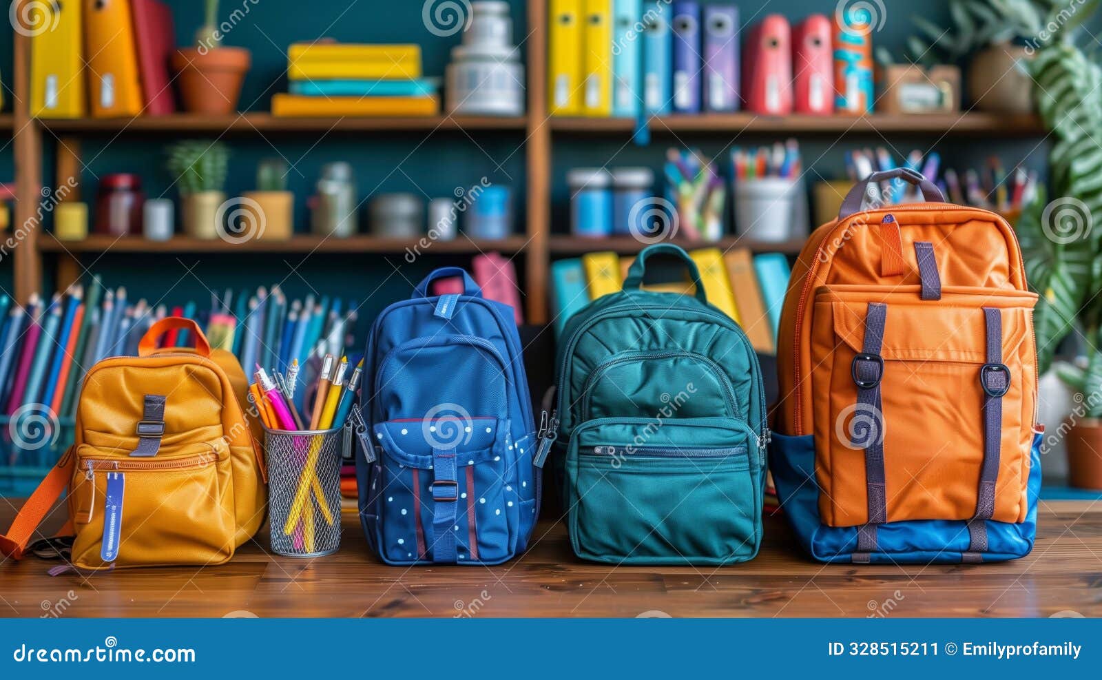 A Student S Backpack Collection Ready for School Stock Image - Image of ...