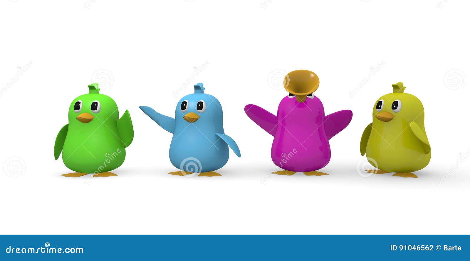 Four Colorful Birds Have Fun Stock Illustration - Illustration of ...