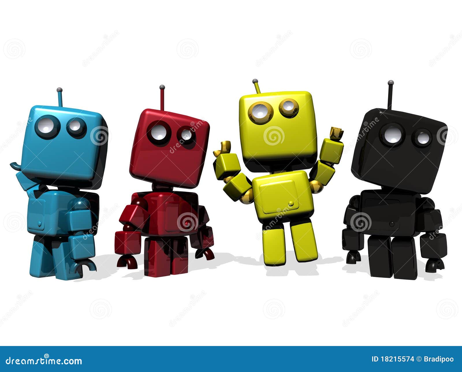 Four colorful CMYK robots stock illustration. Illustration of group ...