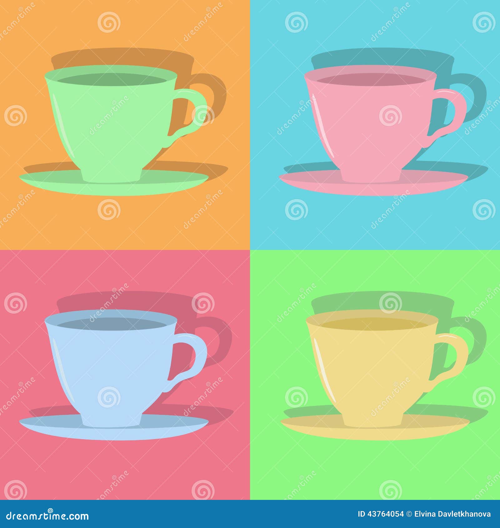 Four colorful cups stock vector. Illustration of four - 43764054