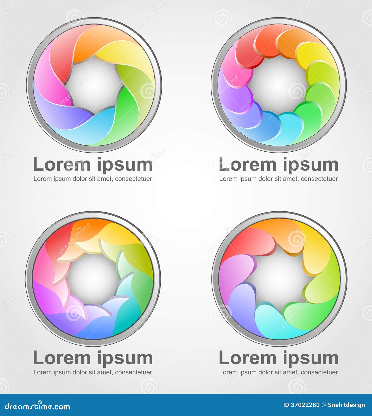 Four Colorful Design Elements Stock Illustration - Illustration of ...