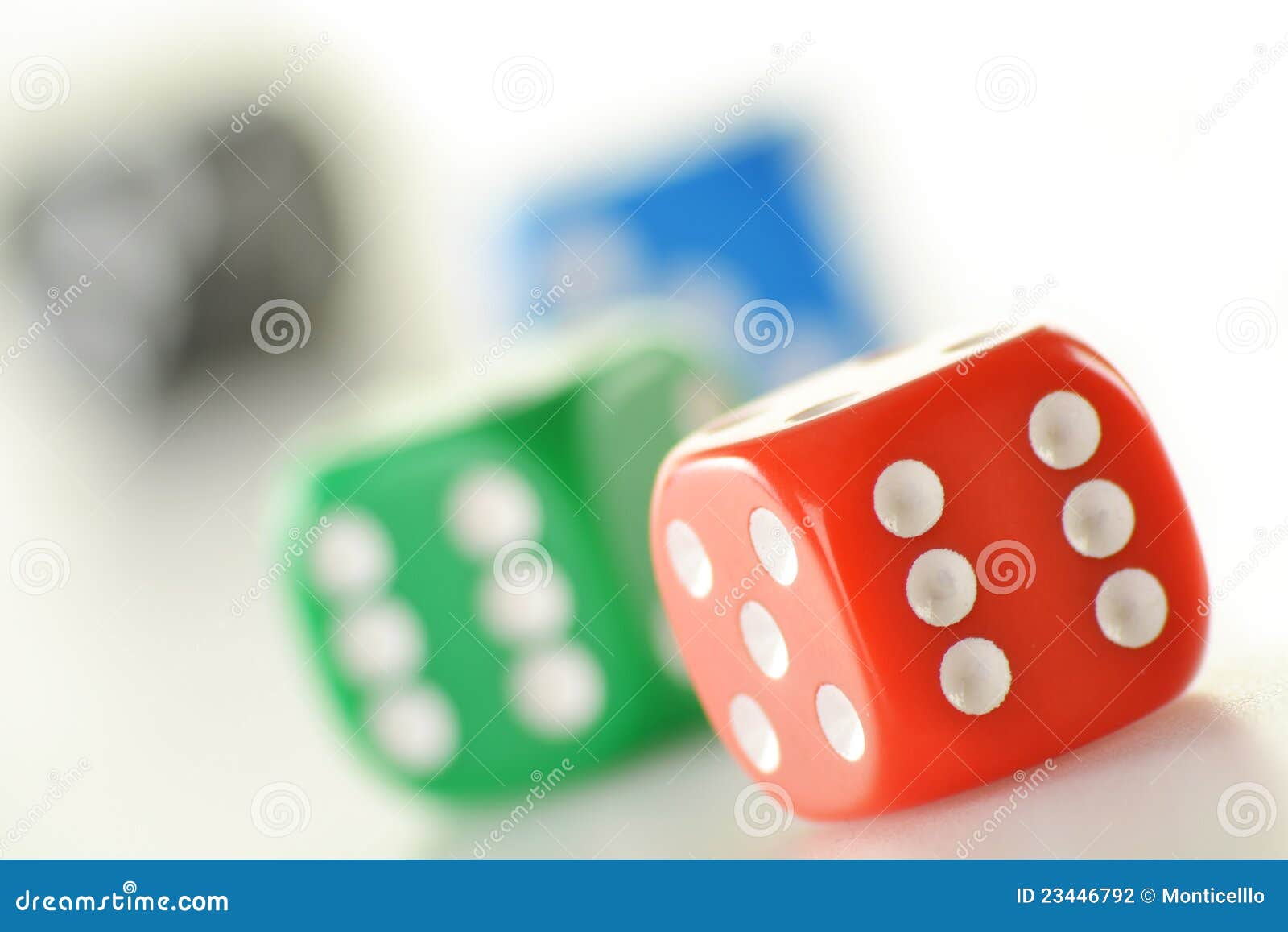 Four Colorful Dices on White Stock Photo - Image of lose, dice: 23446792