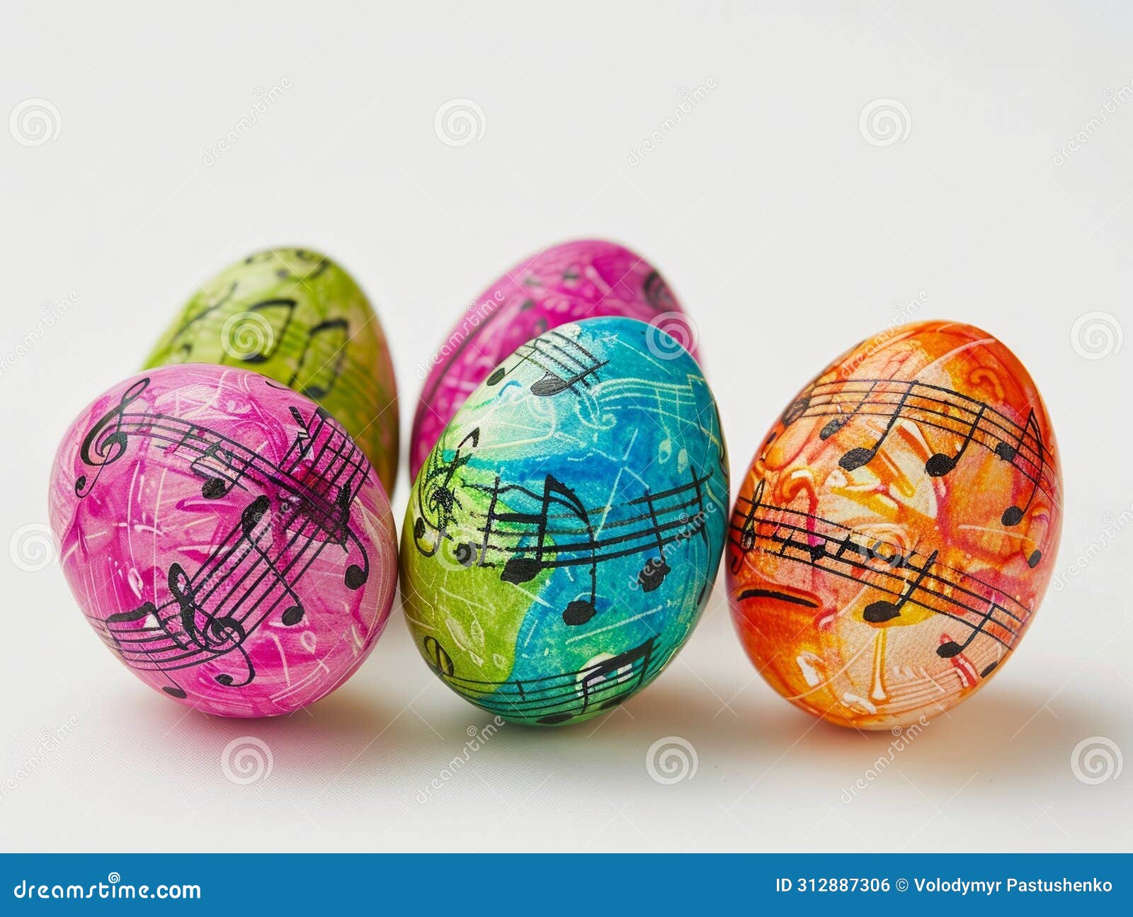 Four Colorful Eggs with Music Notes on Them Stock Illustration ...