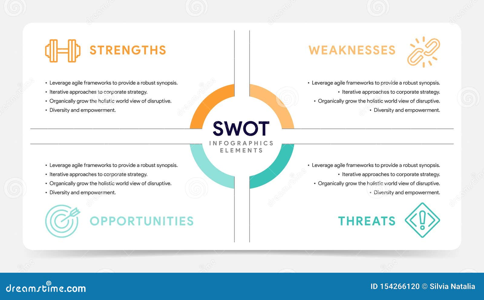 Four Colorful Elements With Text Inside Placed Around Circle. Concept ... Four Colorful Elements With Text Inside Placed Around Circle. Concept ...