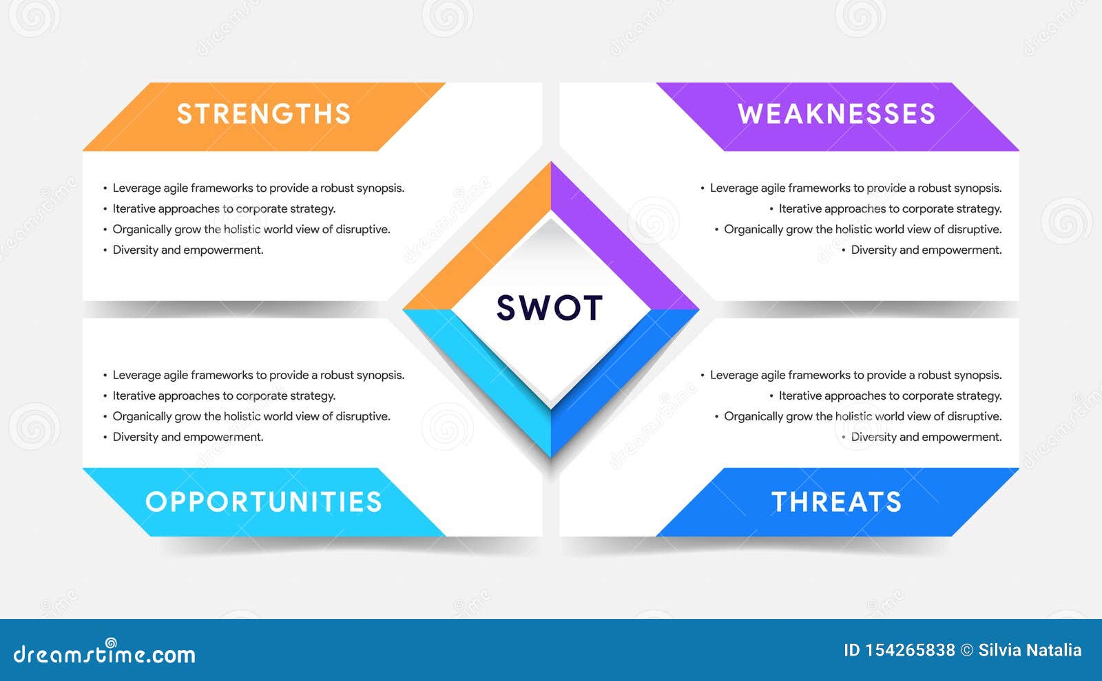 Four Colorful Elements with Text Inside Placed Around Rectangle ...