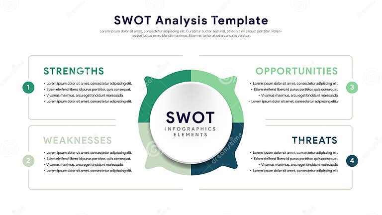 Four Colorful Elements with Text Inside Placed Around Rectangle ...