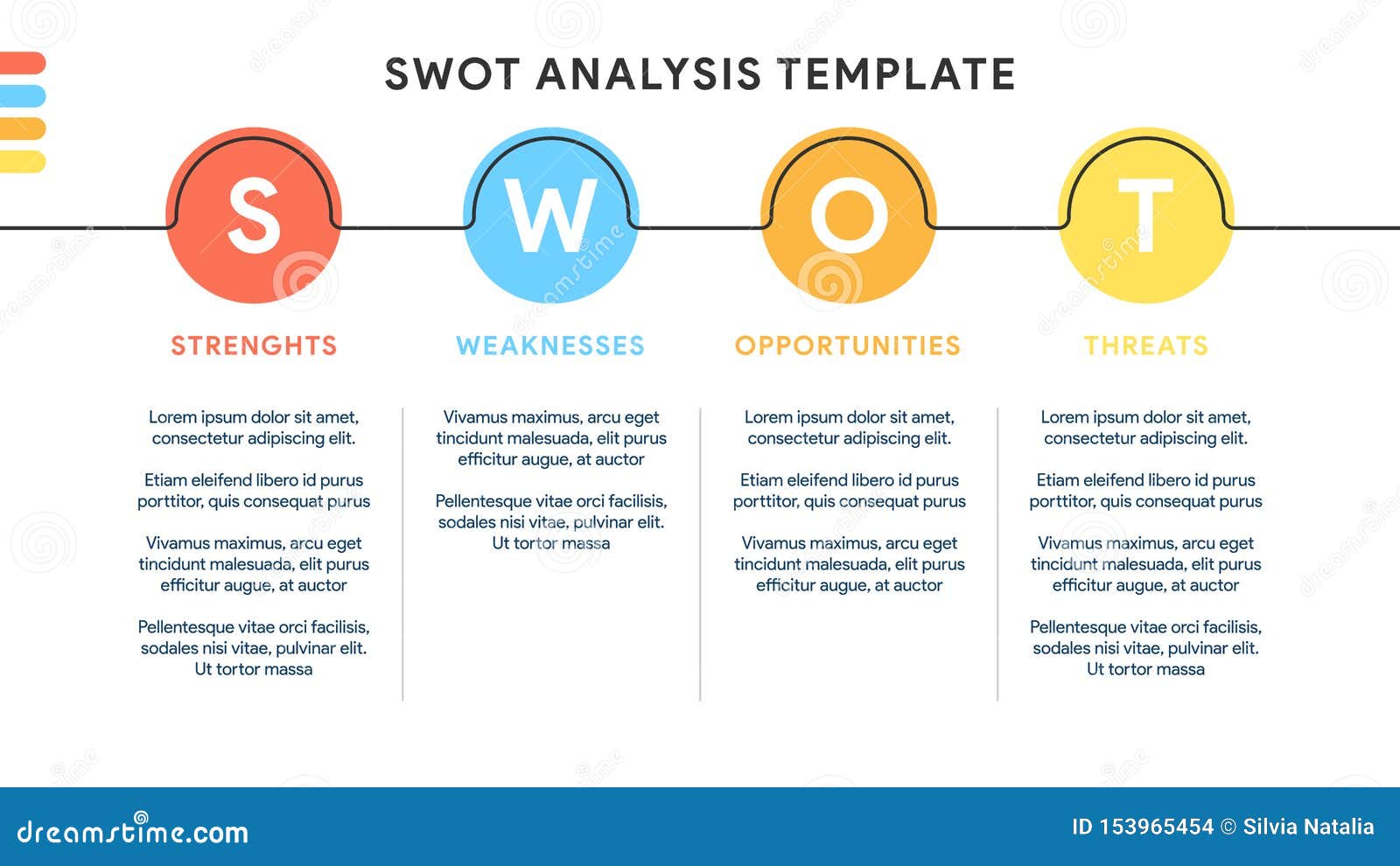 Four Colorful Elements with Text Inside Placed Below Elements. Concept ...