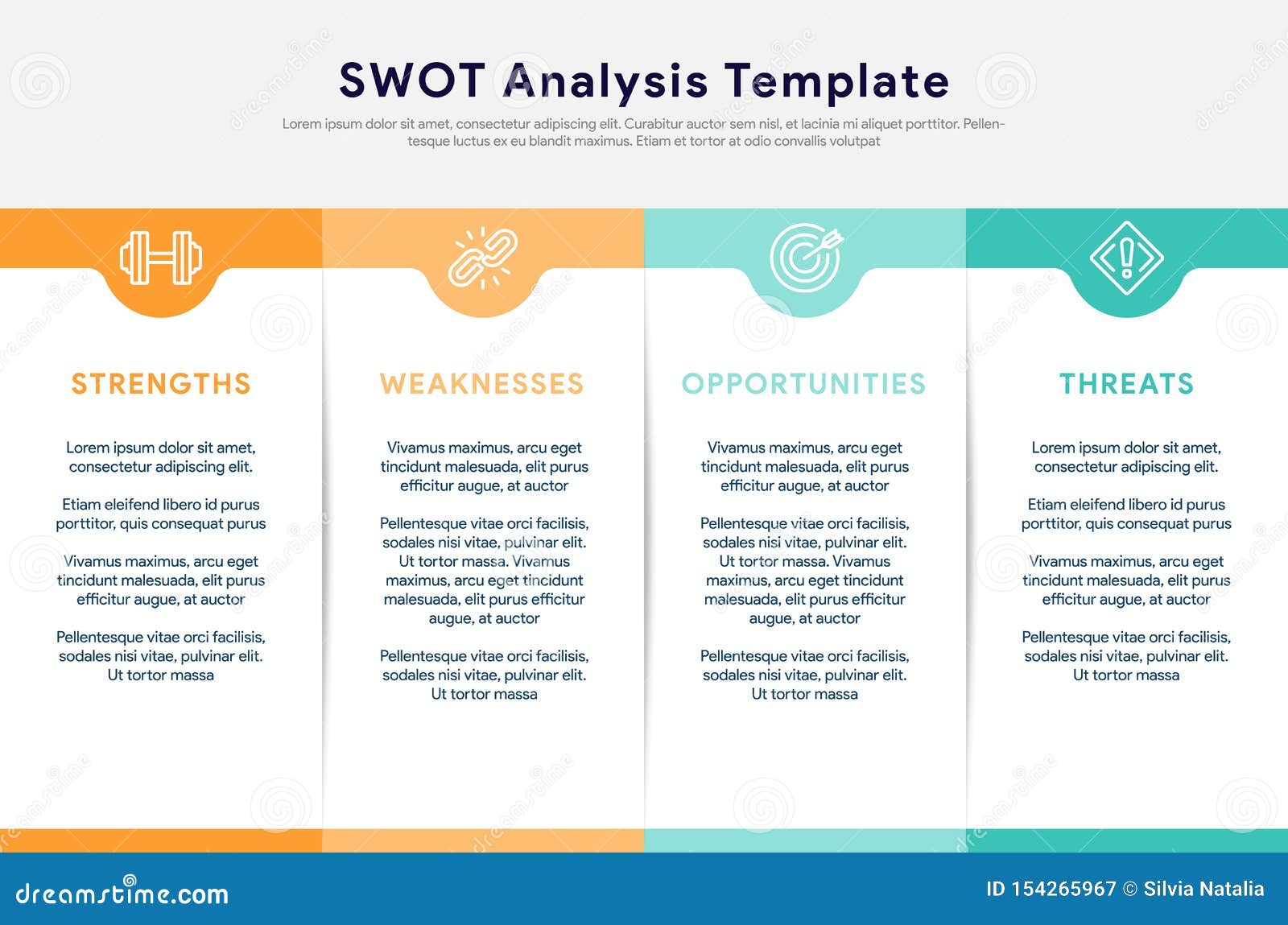 Four Colorful Elements with Text Placed Inside Table. Concept of SWOT ...
