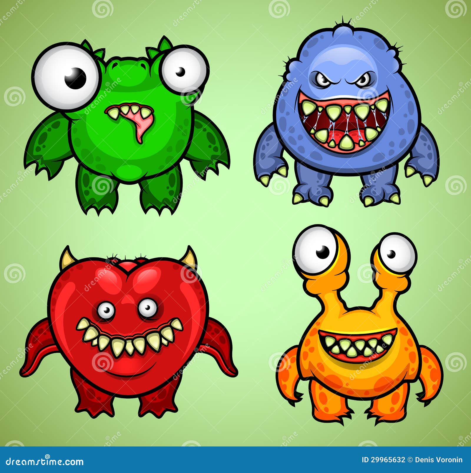 Set of Four Funny Monsters Variation 3 Stock Illustration ...