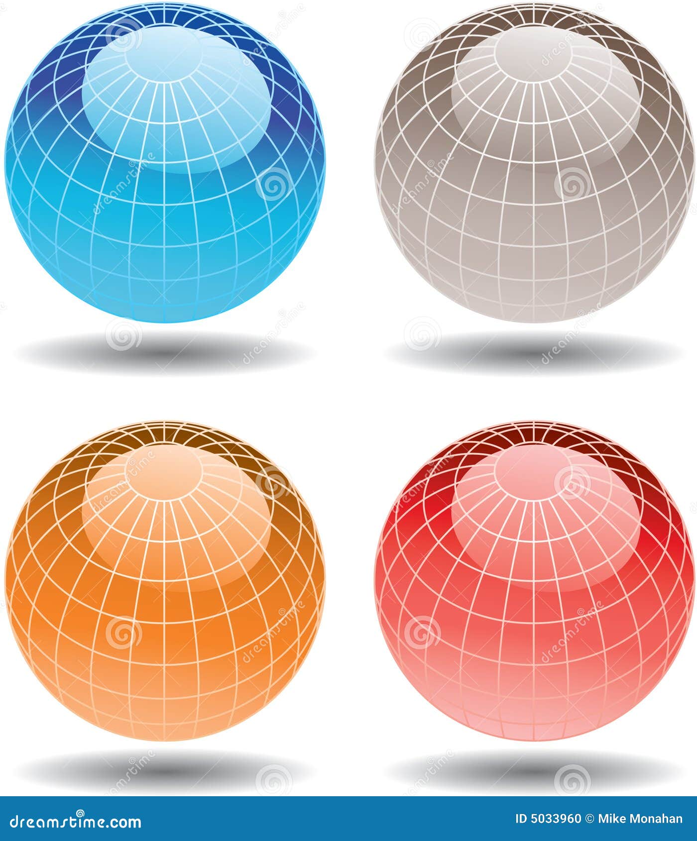 Four colorful glass globes stock vector. Illustration of colored - 5033960