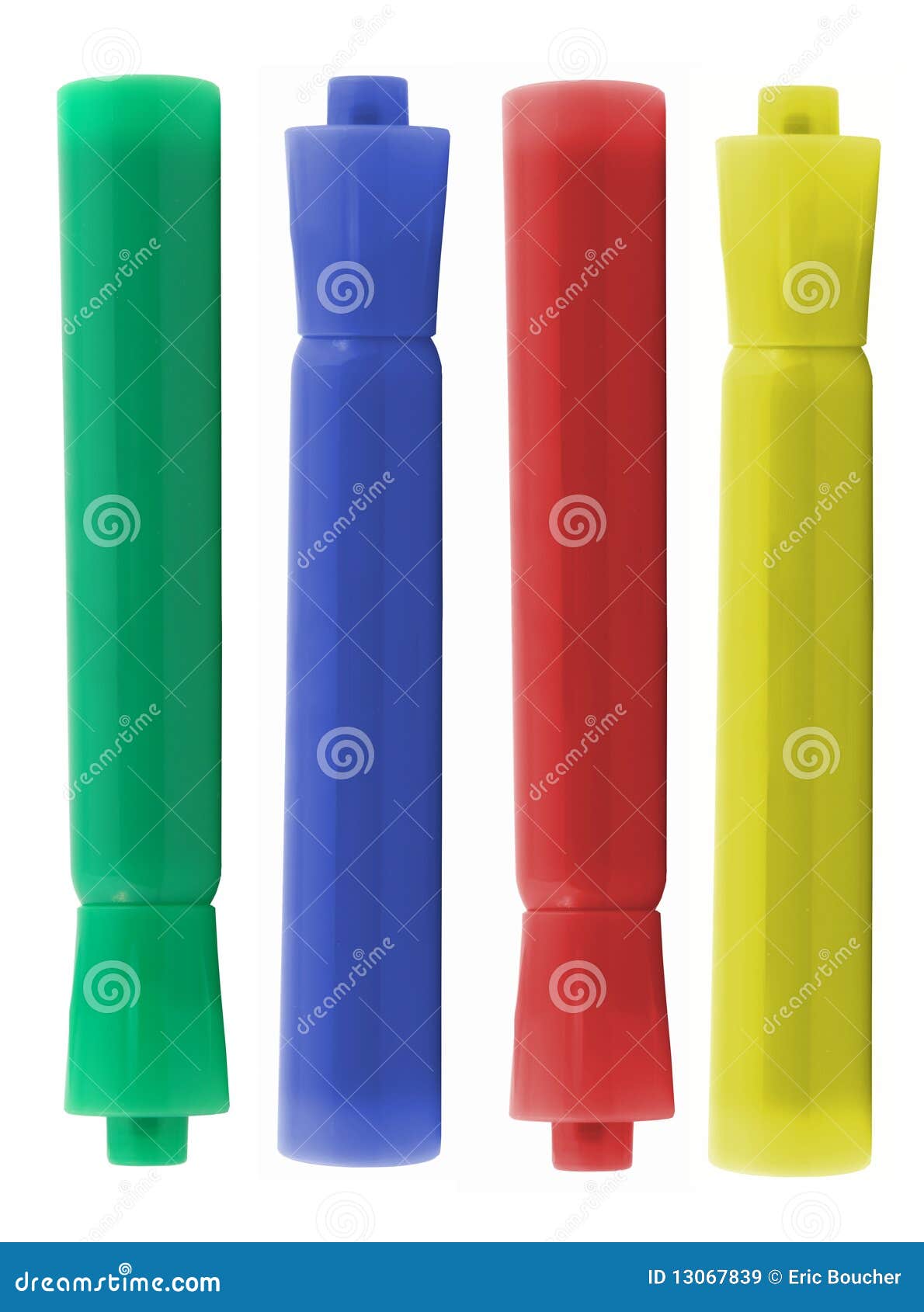Four Colorful Highlighters Isolated on Pure White Stock Image - Image ...