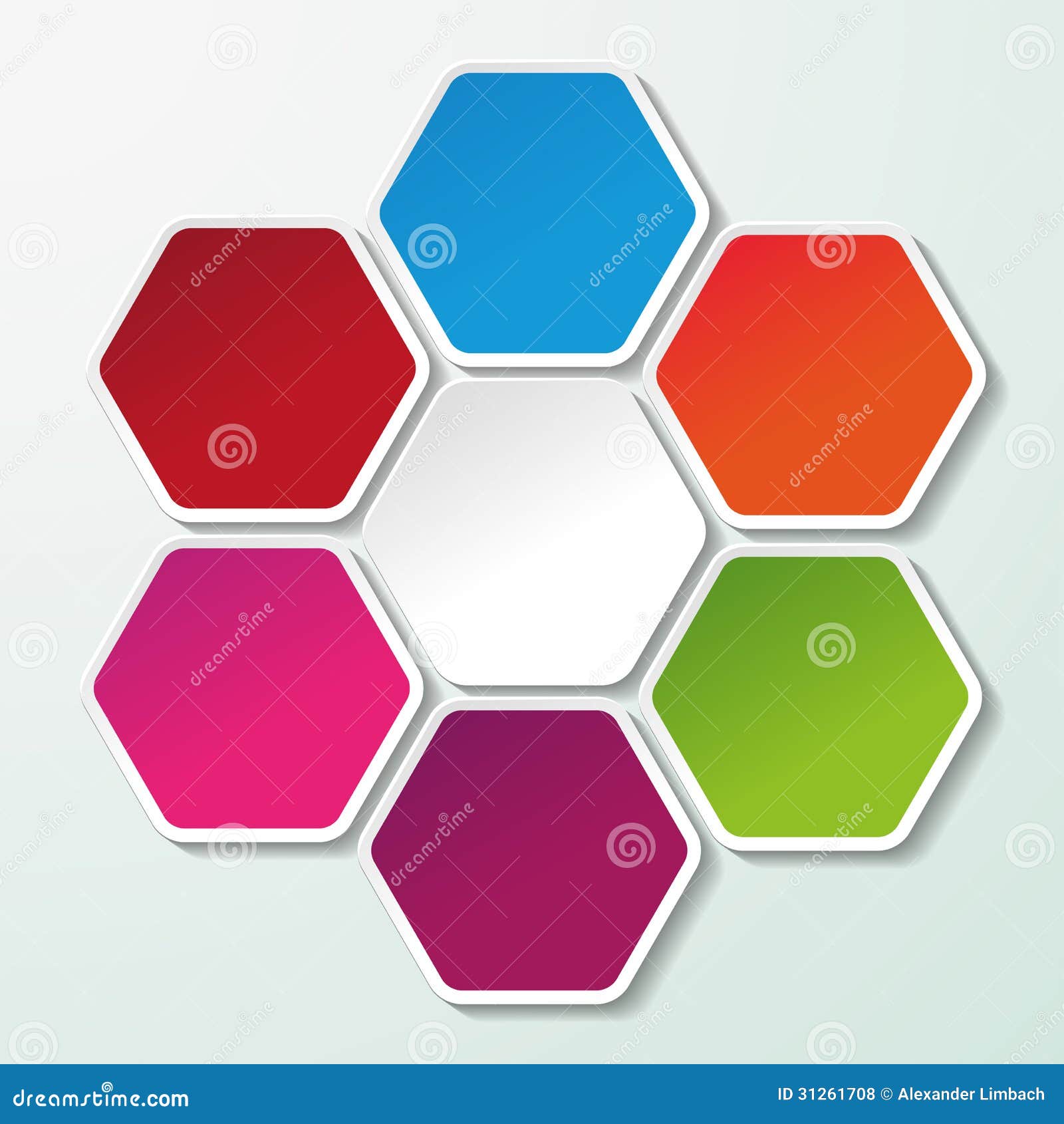 Four Colorful Paper Hexagons Stock Vector - Illustration of info ...