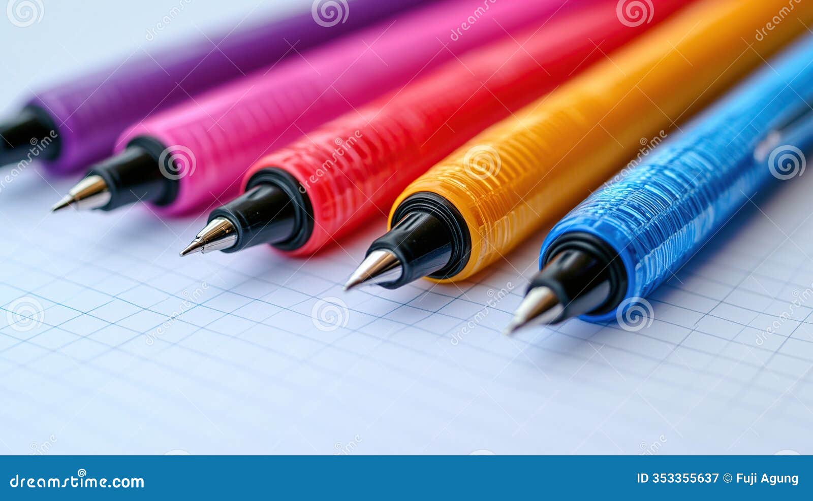 Four Pens On Graph Paper - A Study In Design And Function Royalty-Free ...
