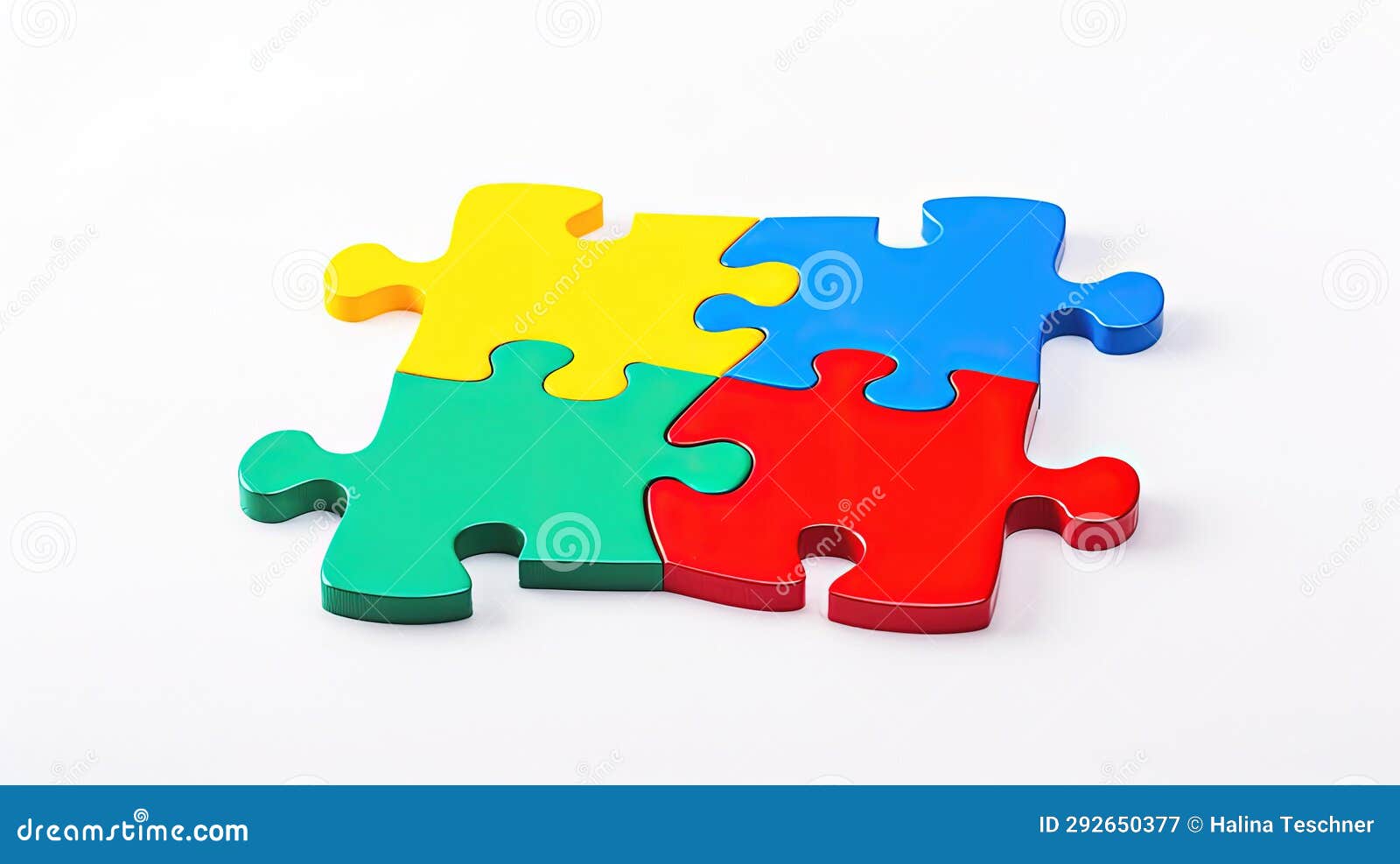 Four Colorful Puzzle Pieces are Connected Together on White Background ...