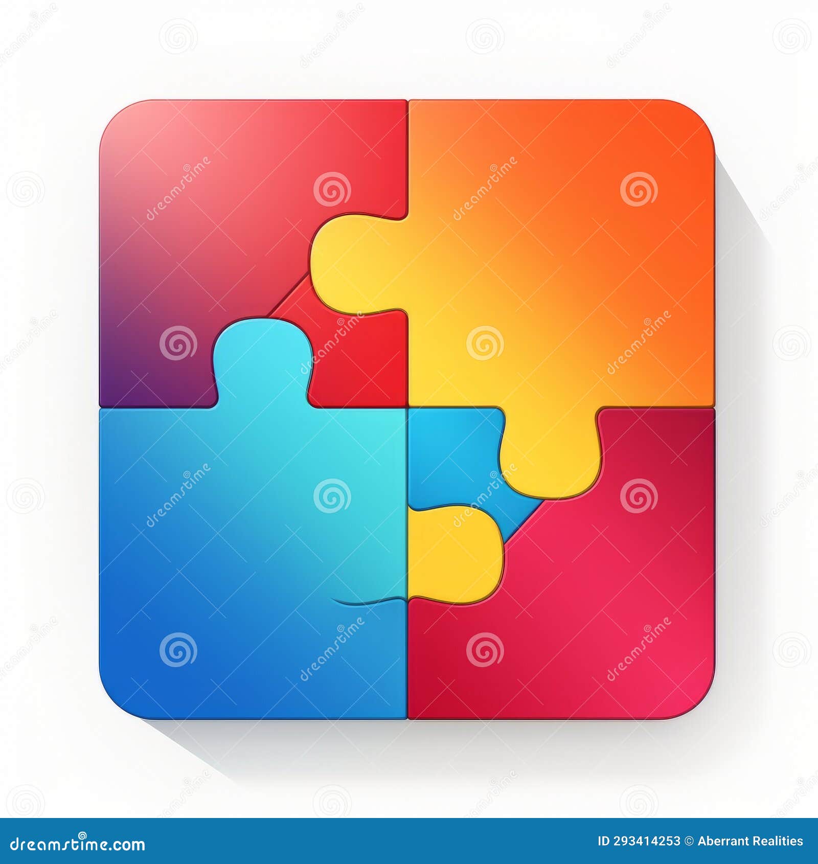 Four Colorful Puzzle Pieces on a White Background Stock Illustration ...