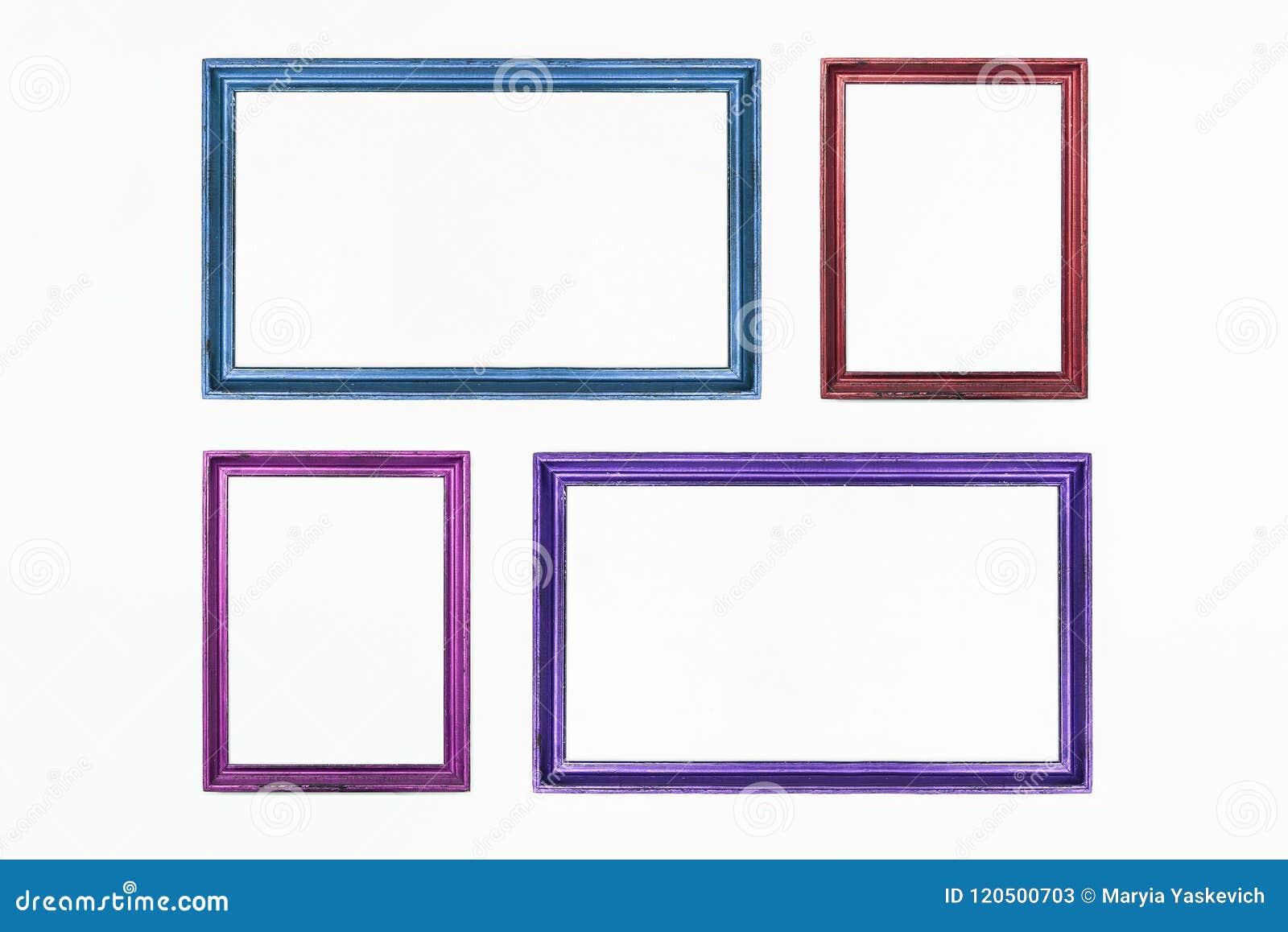 Four Colorful Rectangular Frames for Painting or Picture on White ...