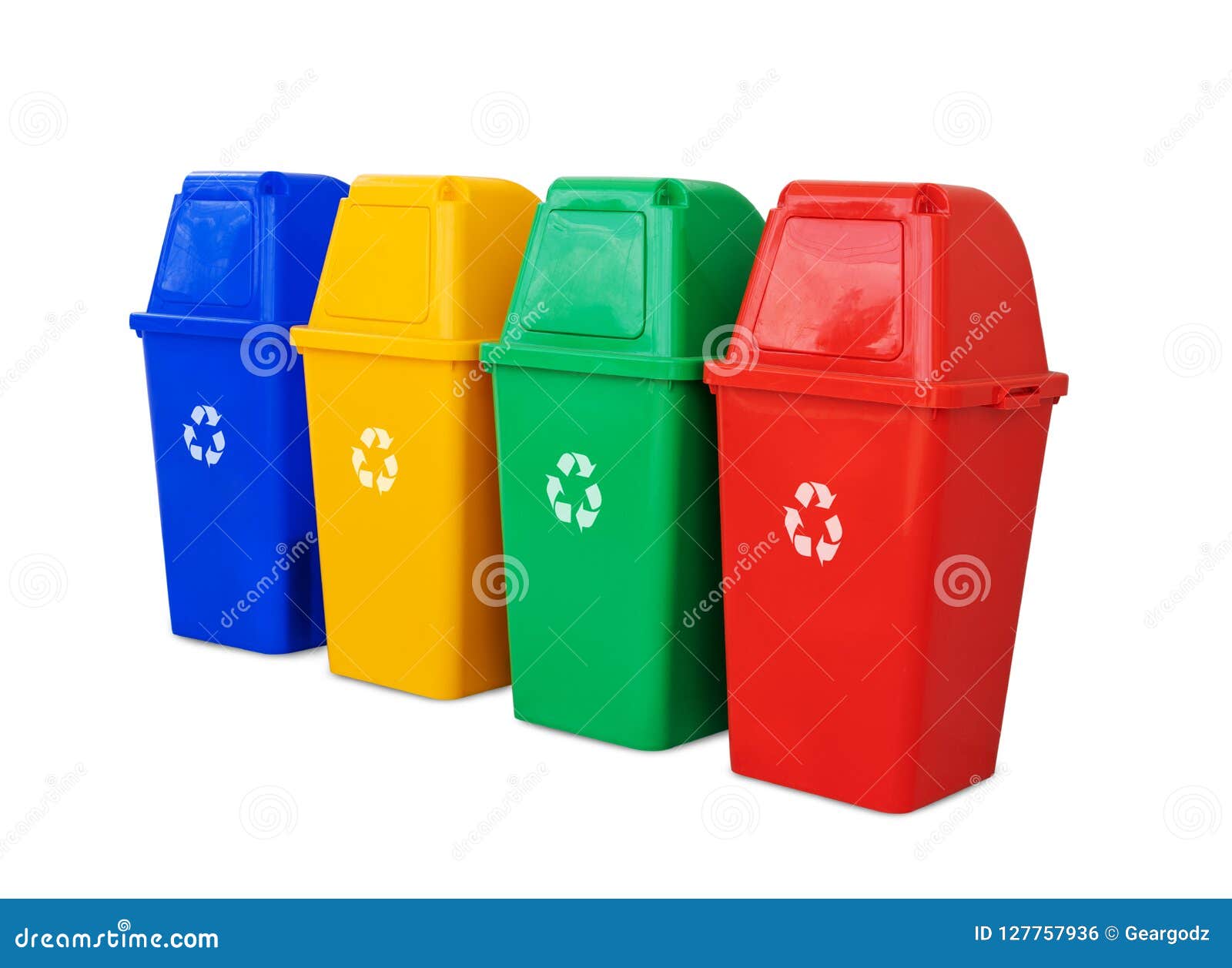 Four Colorful Recycle Bins Isolated on a White Background Stock Photo ...