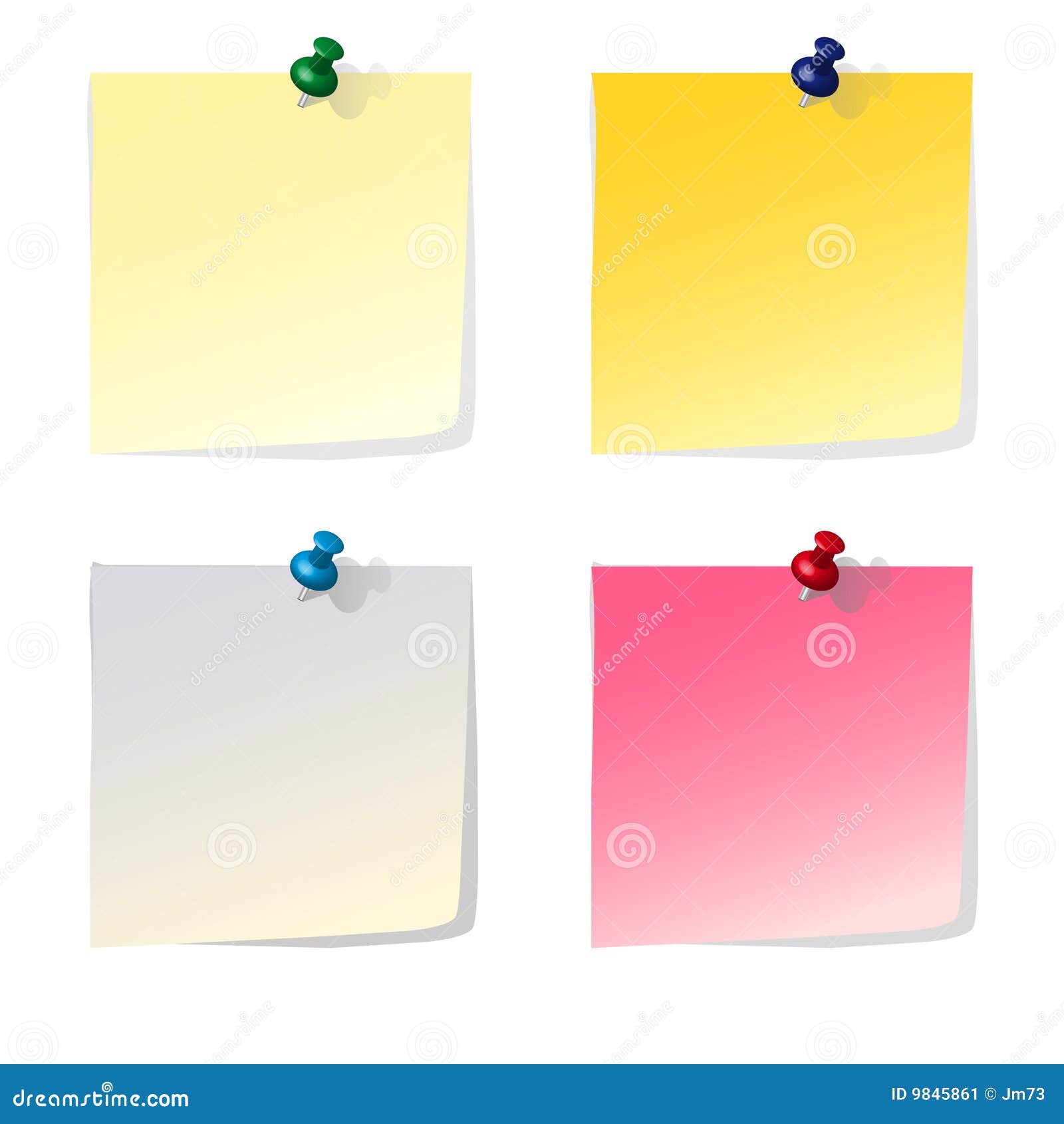 Four Colorful Reminder Notes with Pins Stock Vector - Illustration of ...