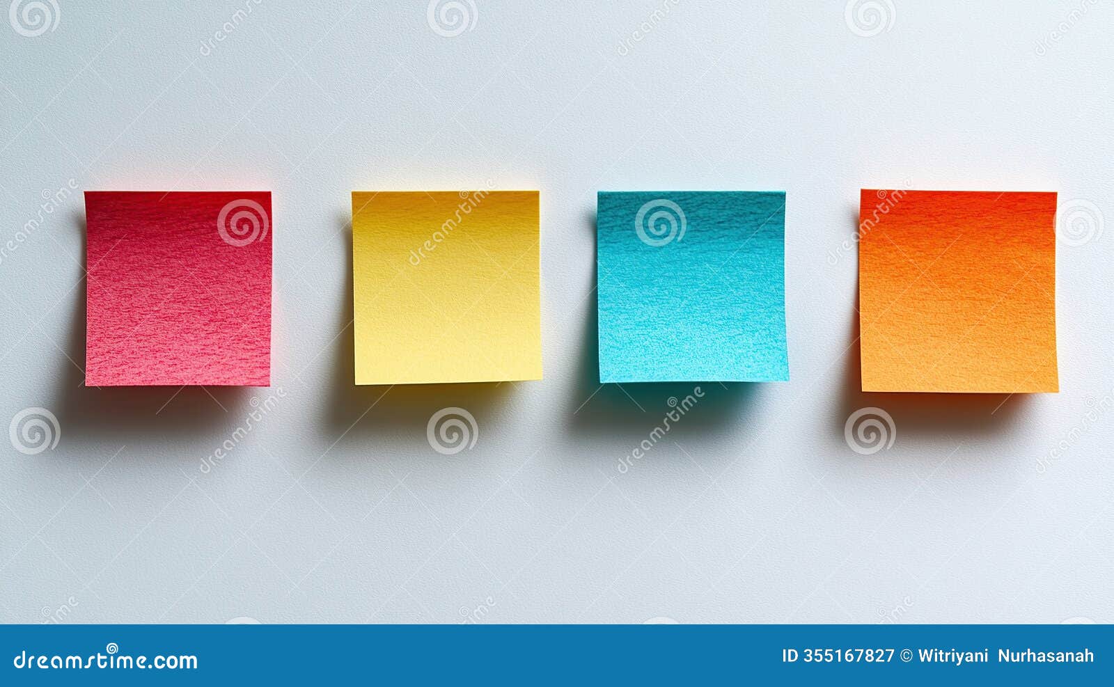 Four Colorful Sticky Notes Arranged in a Row on a White Background ...