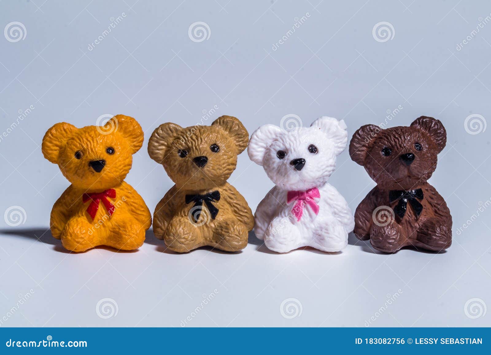 Four Colors Mini Figure Teddy Bear Stock Photo - Image of play, figure ...
