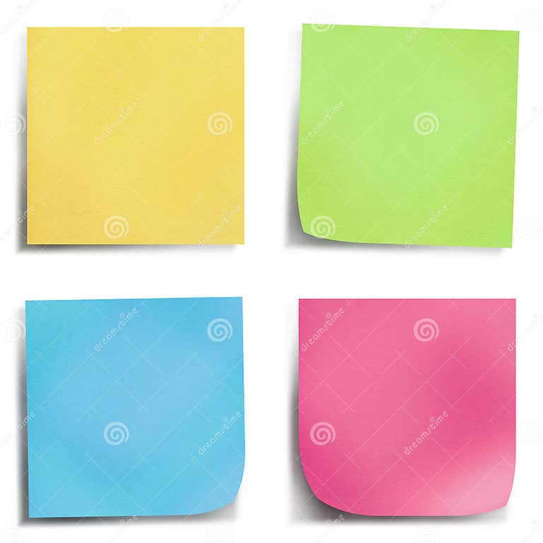 Four colour post it note stock image. Image of reminder - 25572047