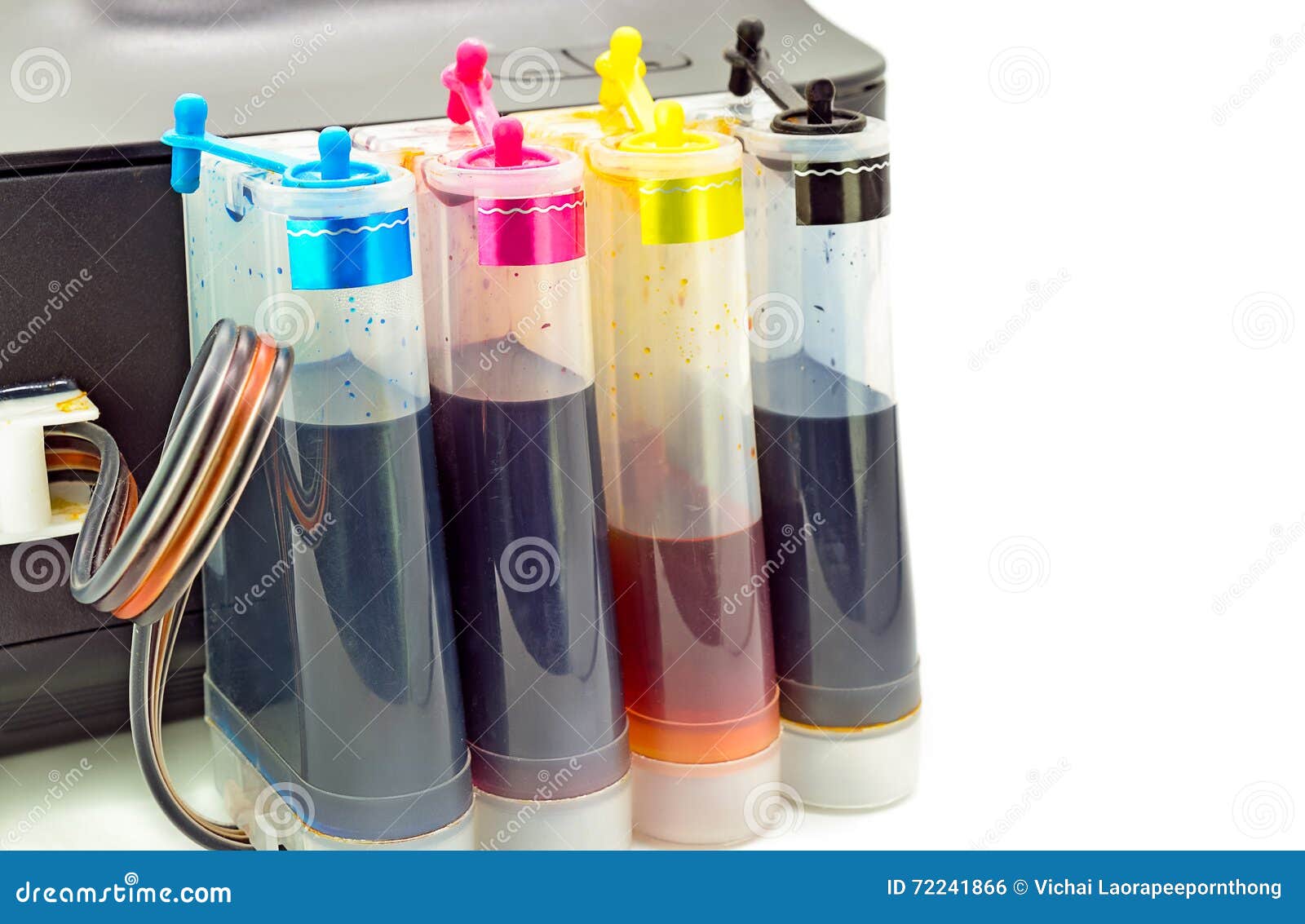 Four Colour Tanks on Inkjet Printer on White Background Stock Photo ...