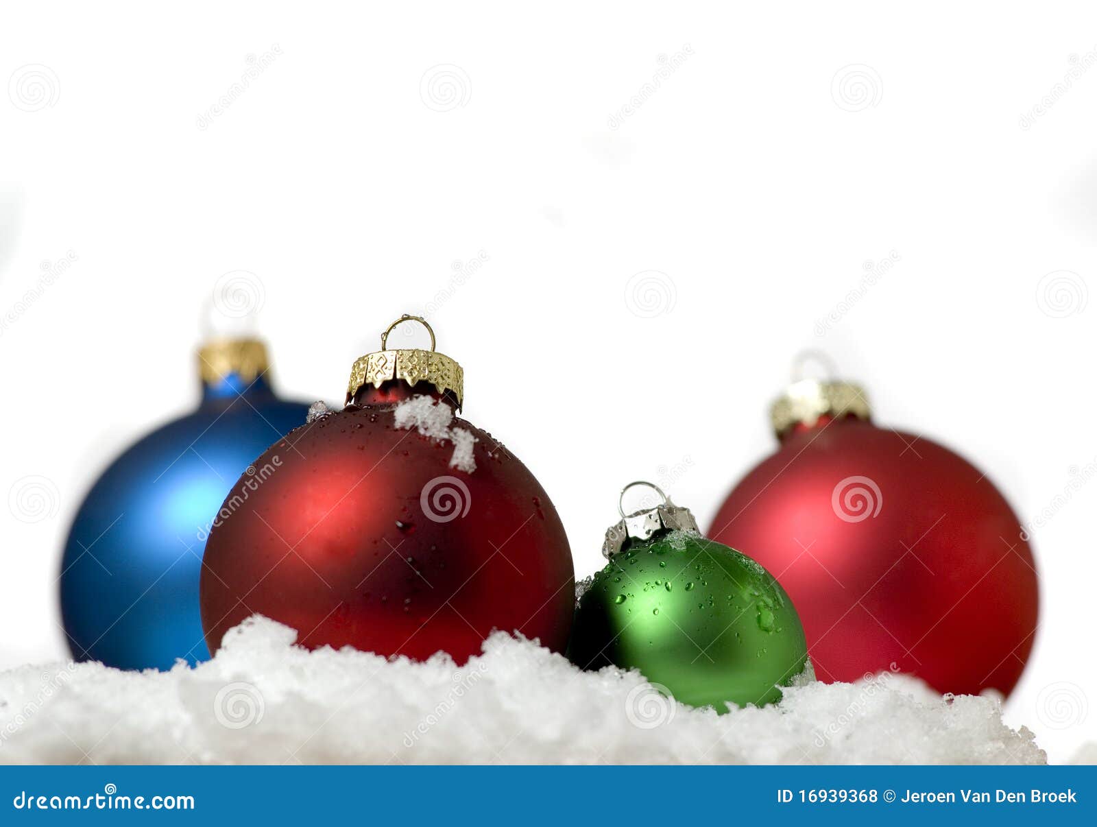 Four Coloured Christmas Balls in the Snow Stock Photo - Image of design ...