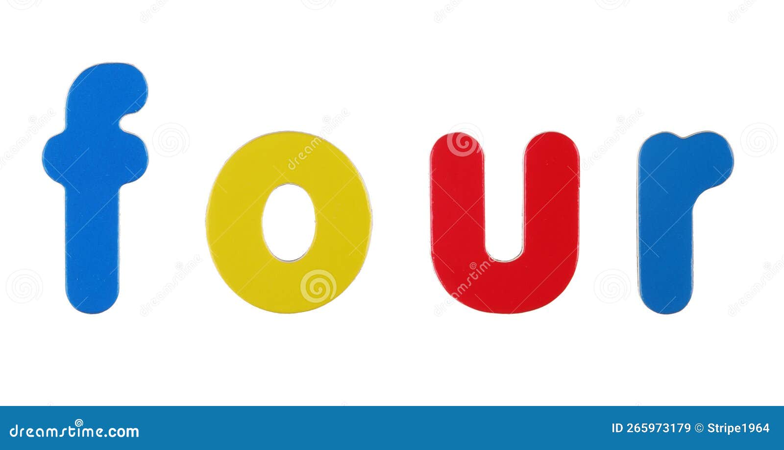 Four Coloured Magnetic Letters on White with Clipping Path Concept ...