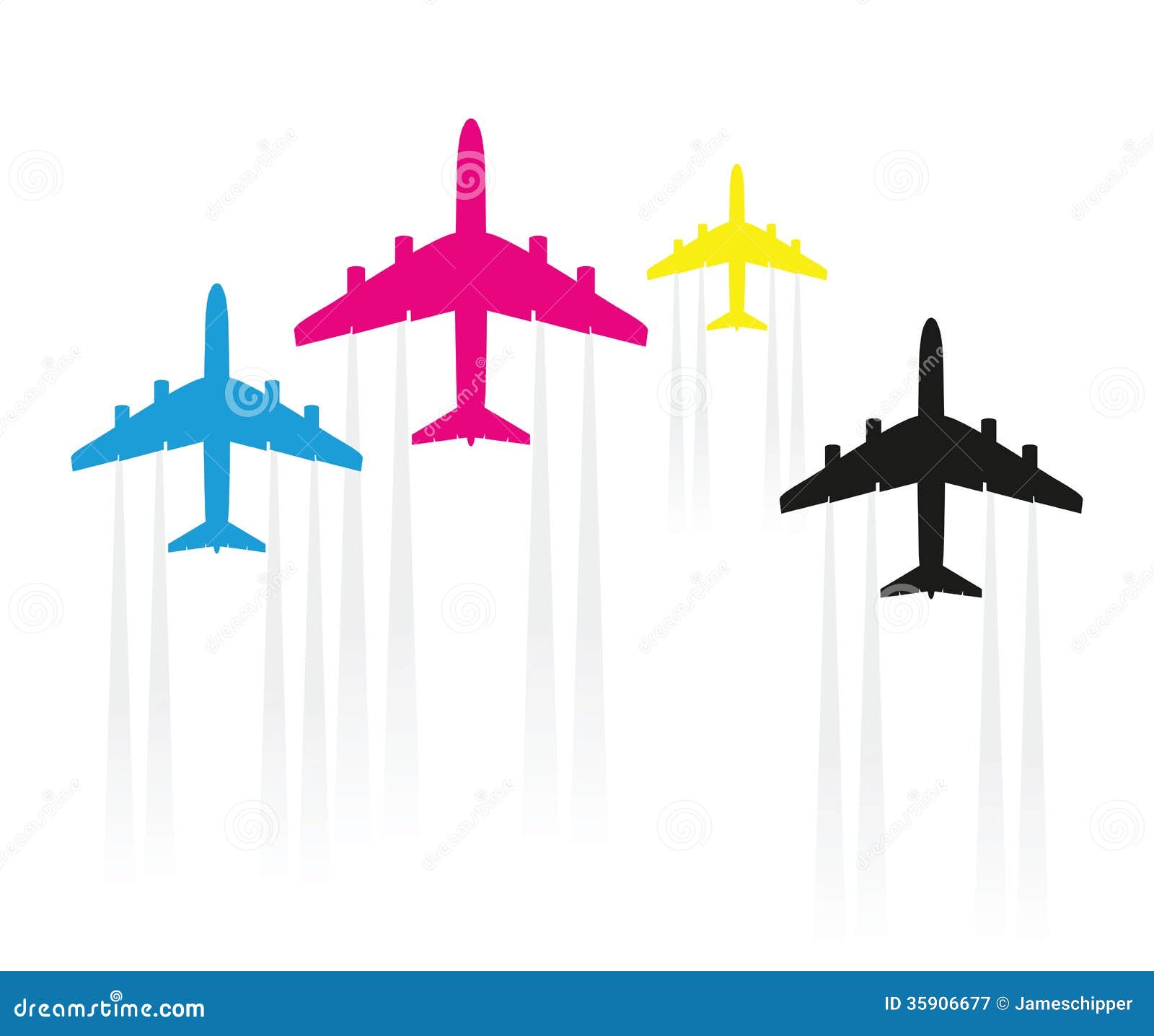 Four colourful airplanes stock vector. Illustration of cmyk - 35906677