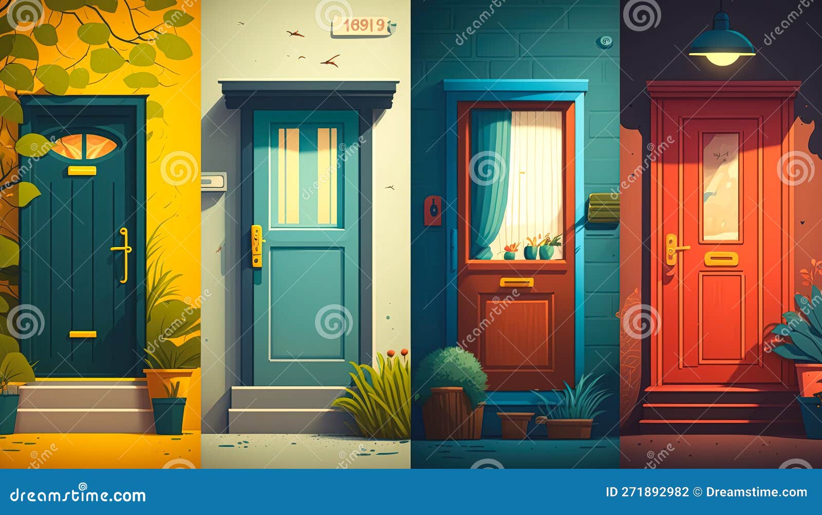 Four Colourful Doors on Isolated Light Background. Generative AI Stock ...