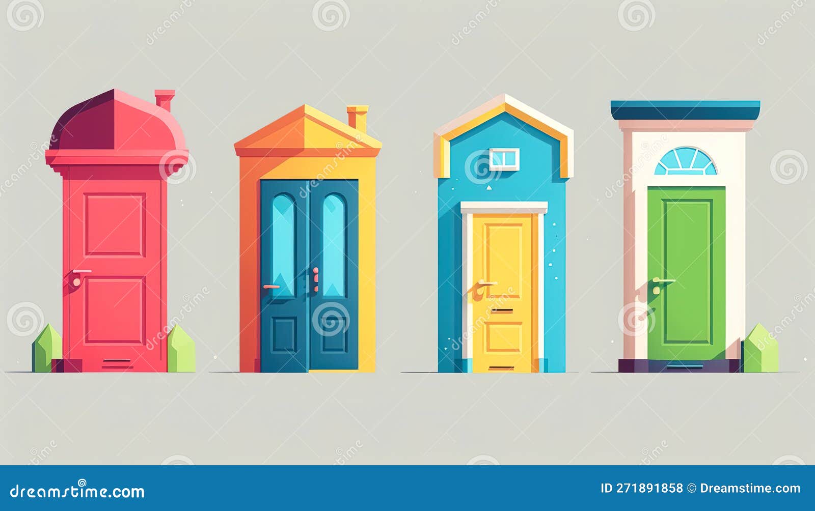 Four Colourful Doors on Isolated White Background. Generative AI Stock ...